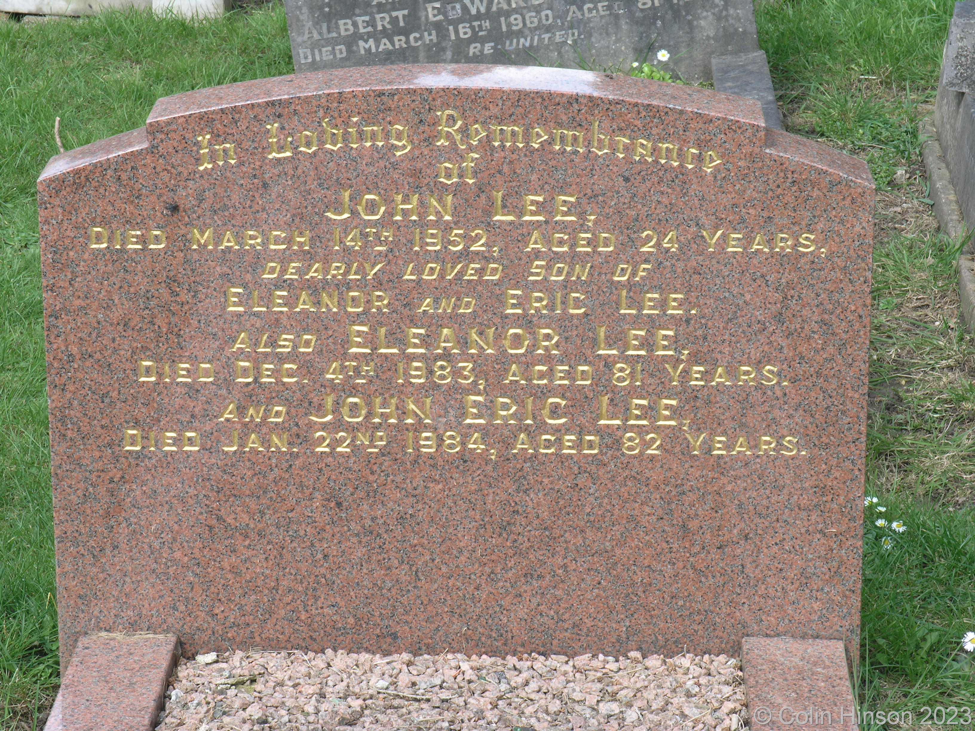 GENUKI: Anlaby Cemetery gravestones, Yorkshire (East Riding)