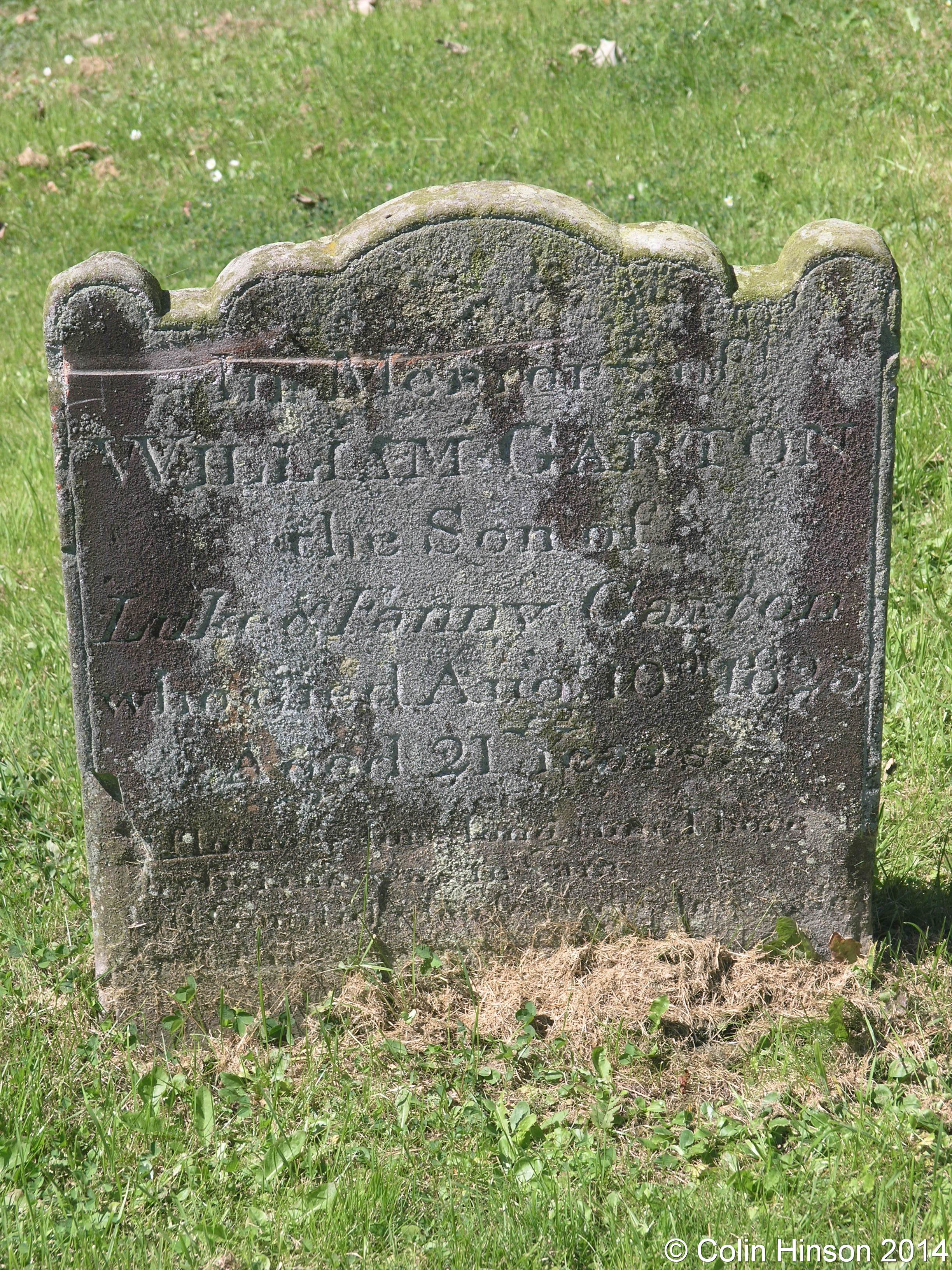 GENUKI: Atwick Churchyard gravestones etc., Yorkshire (East Riding)