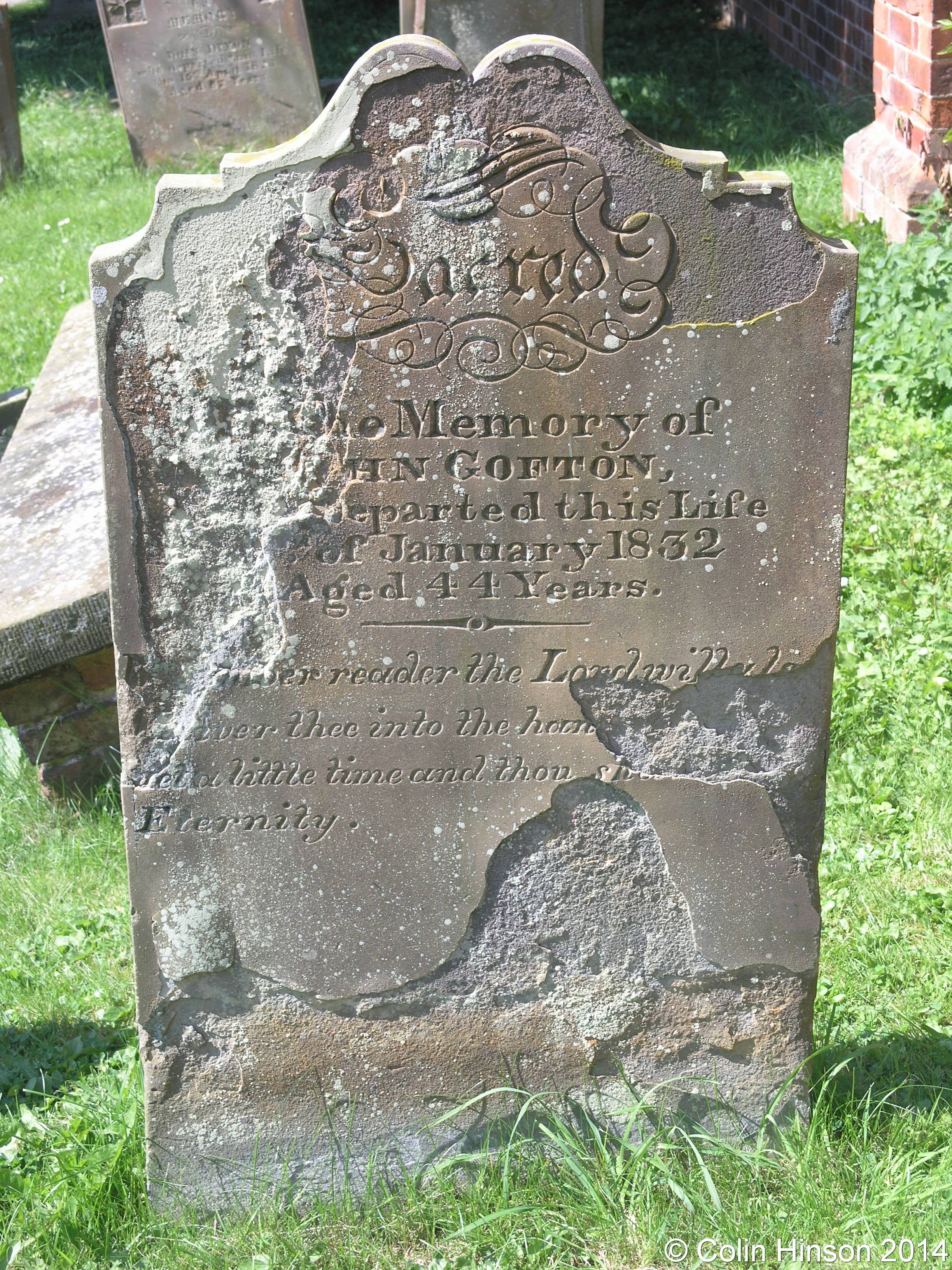 GENUKI: Atwick Churchyard gravestones etc., Yorkshire (East Riding)