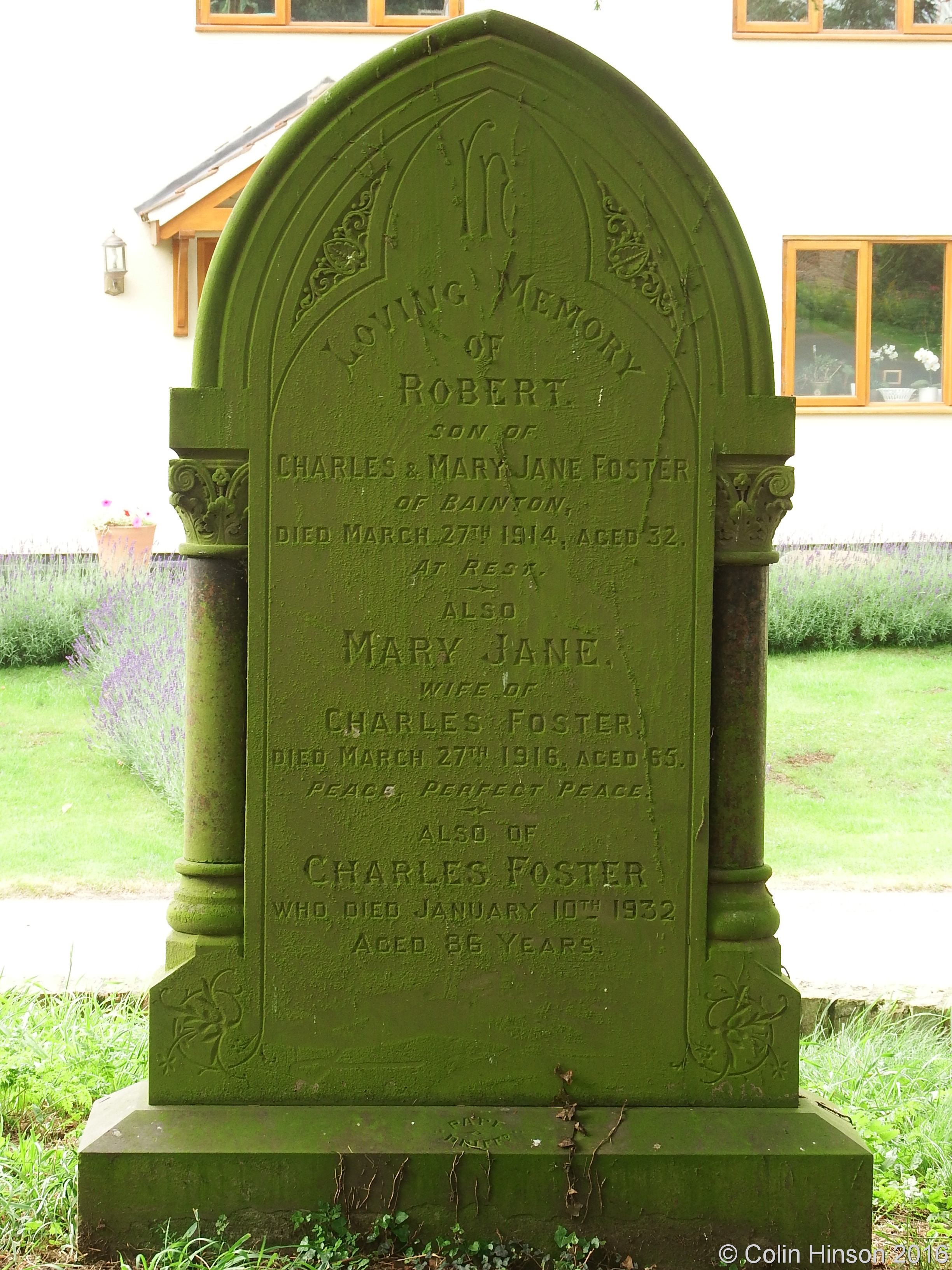 GENUKI: Bainton Churchyard gravestones etc., Yorkshire (East Riding)