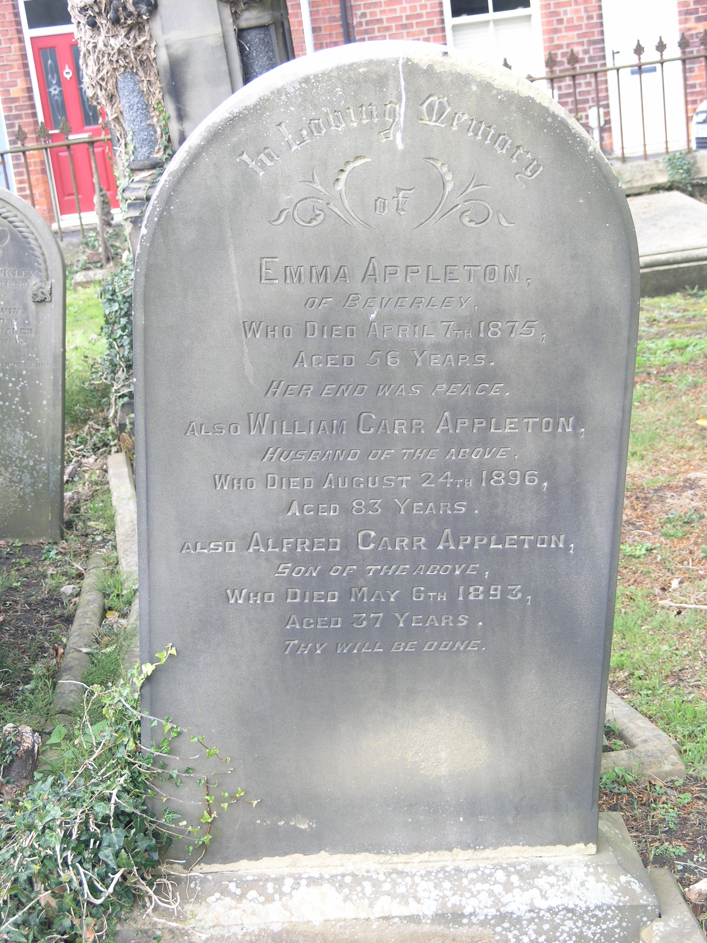 GENUKI: Beverley Cemetery gravestones etc., Yorkshire (East Riding)
