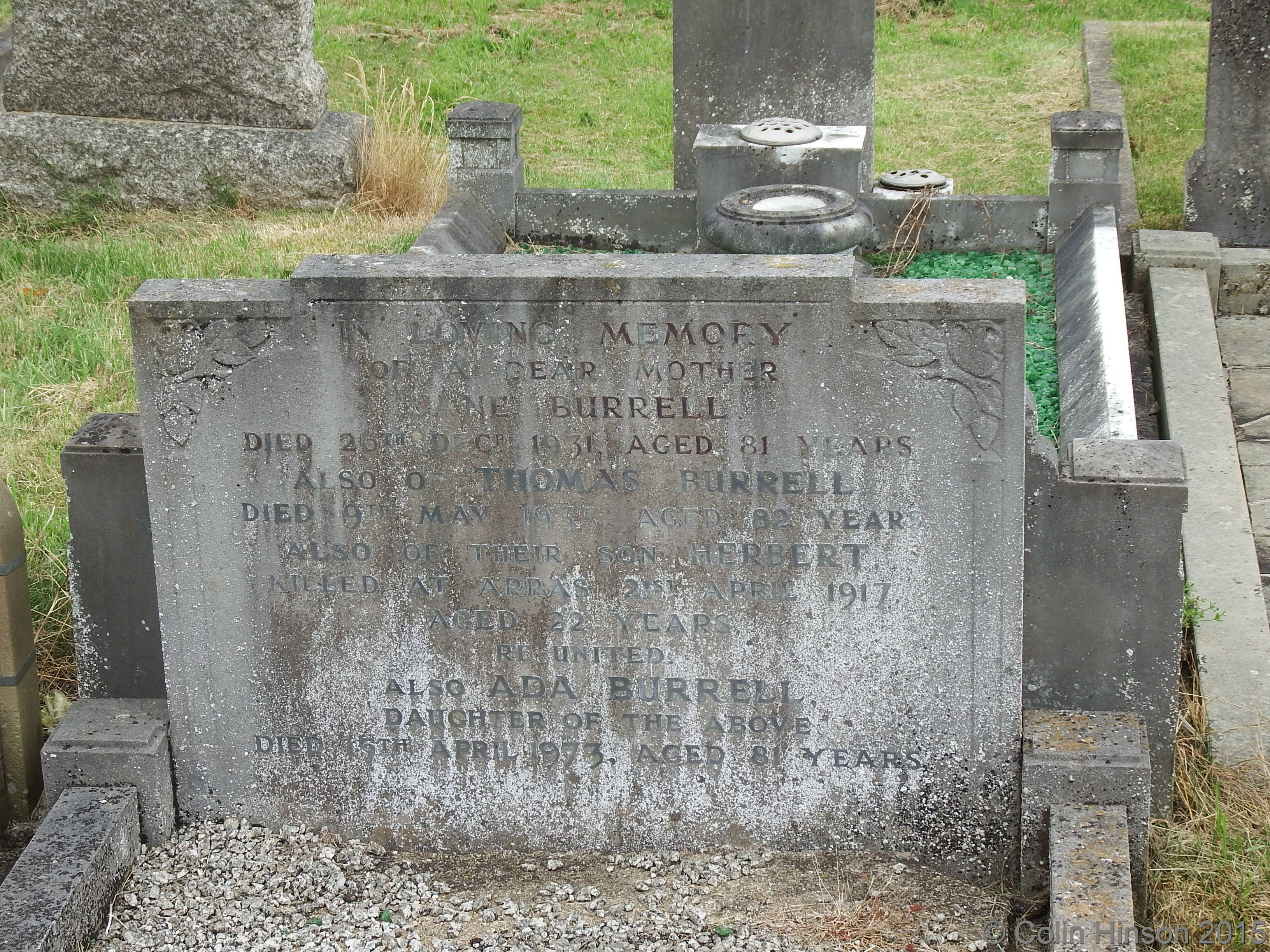 GENUKI: Bridlington Cemetery gravestones etc., Yorkshire (East Riding)