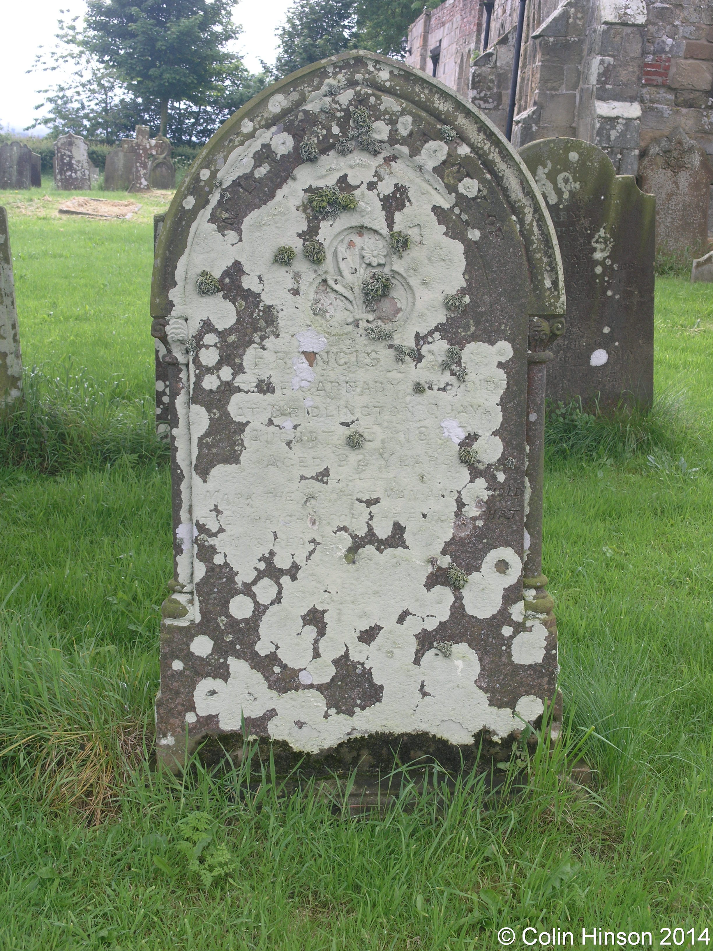 GENUKI: Carnaby Churchyard gravestones etc., Yorkshire (East Riding)