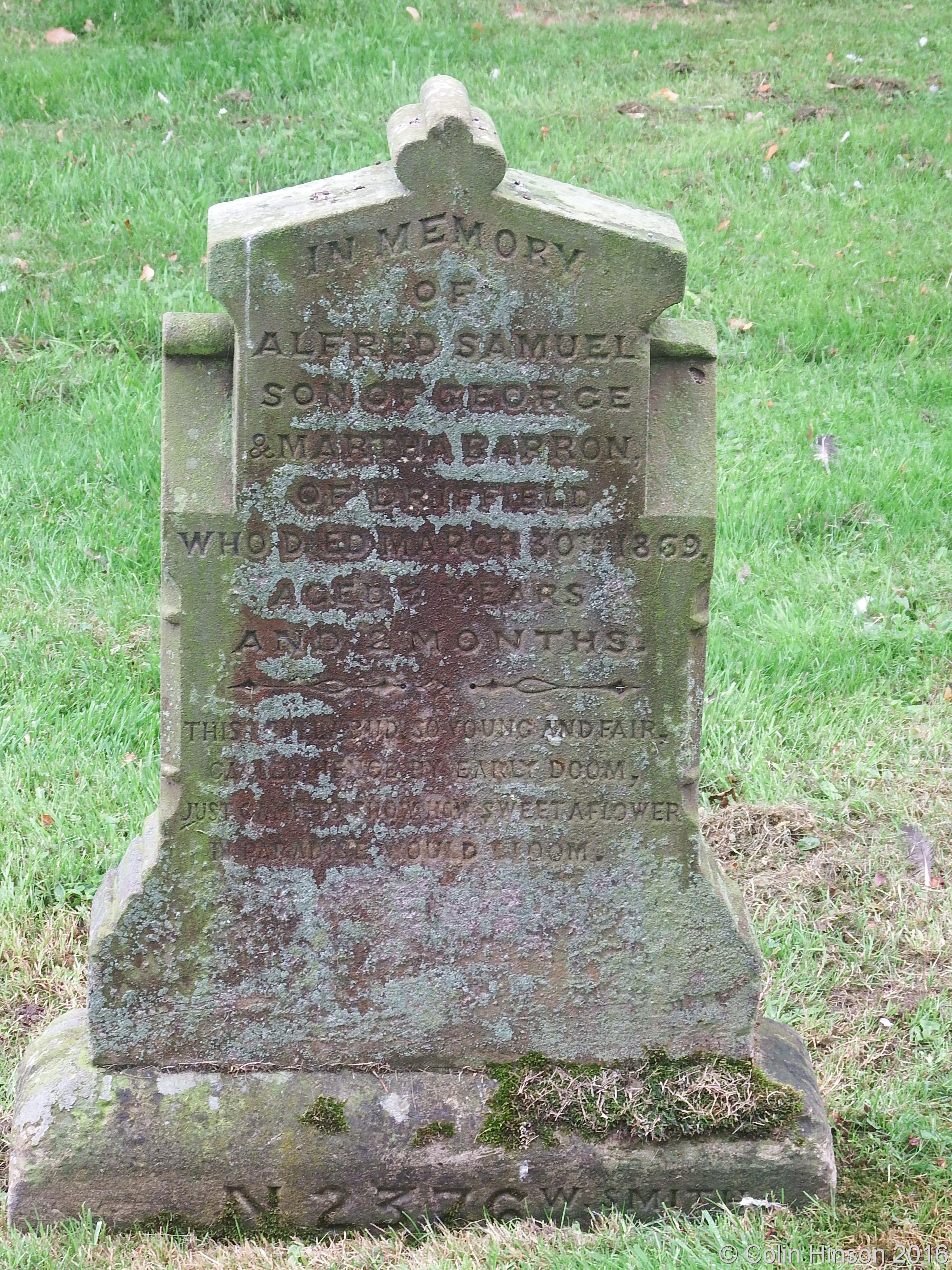 GENUKI: Driffield Cemetery gravestones etc., Yorkshire (East Riding)