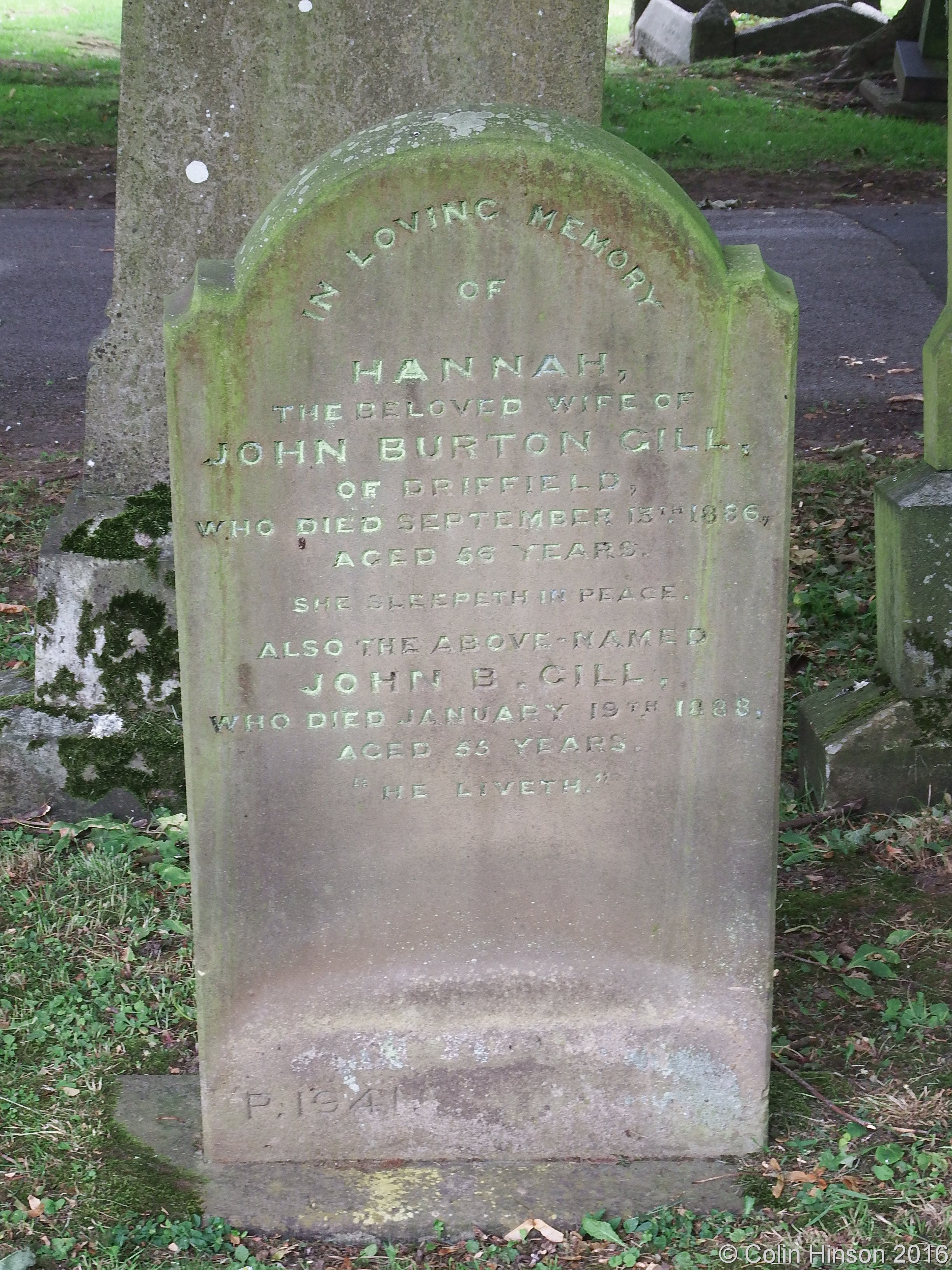 GENUKI: Driffield Cemetery gravestones etc., Yorkshire (East Riding)