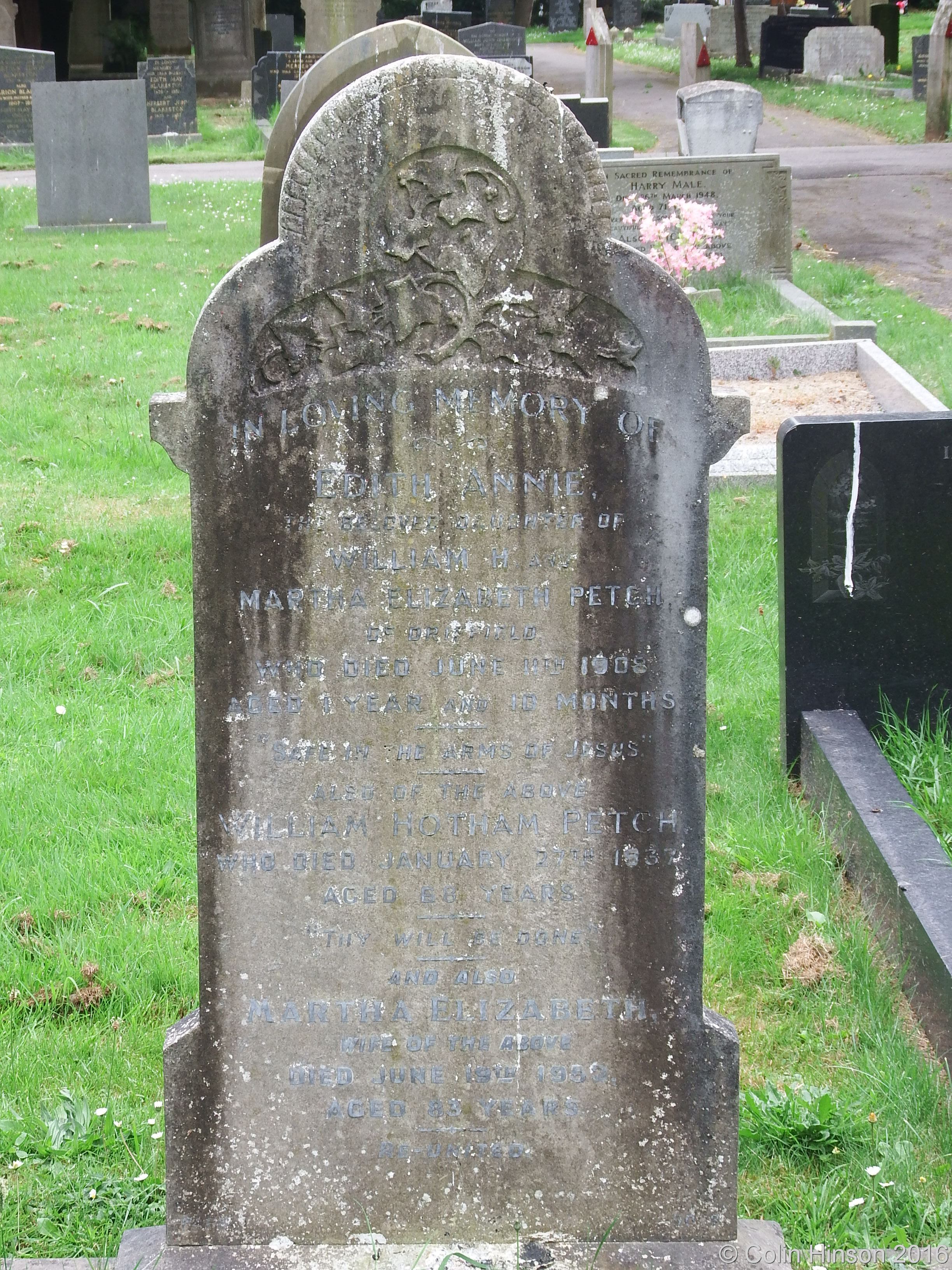 GENUKI: Driffield Cemetery gravestones etc., Yorkshire (East Riding)