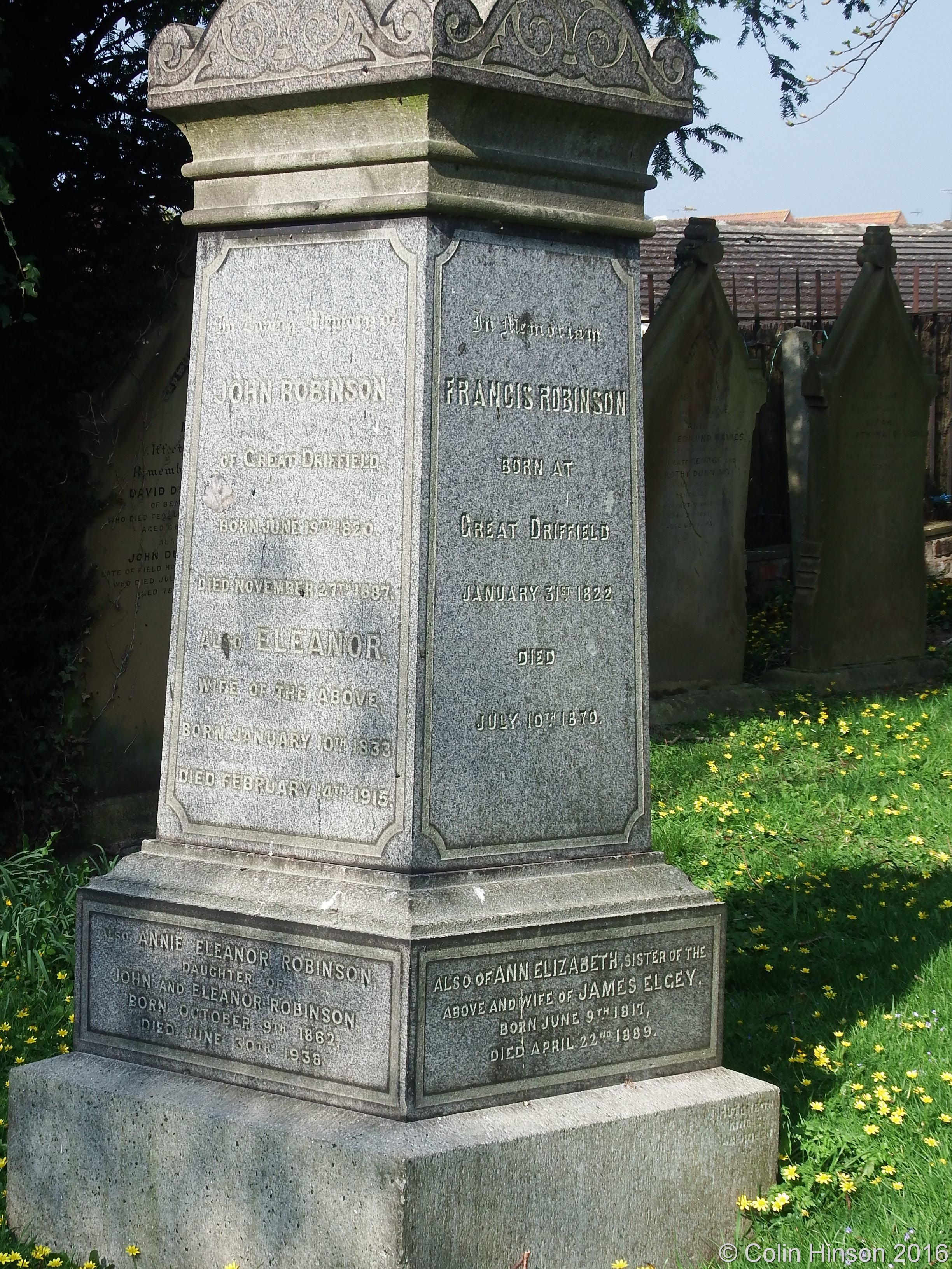 GENUKI: Driffield Cemetery gravestones etc., Yorkshire (East Riding)