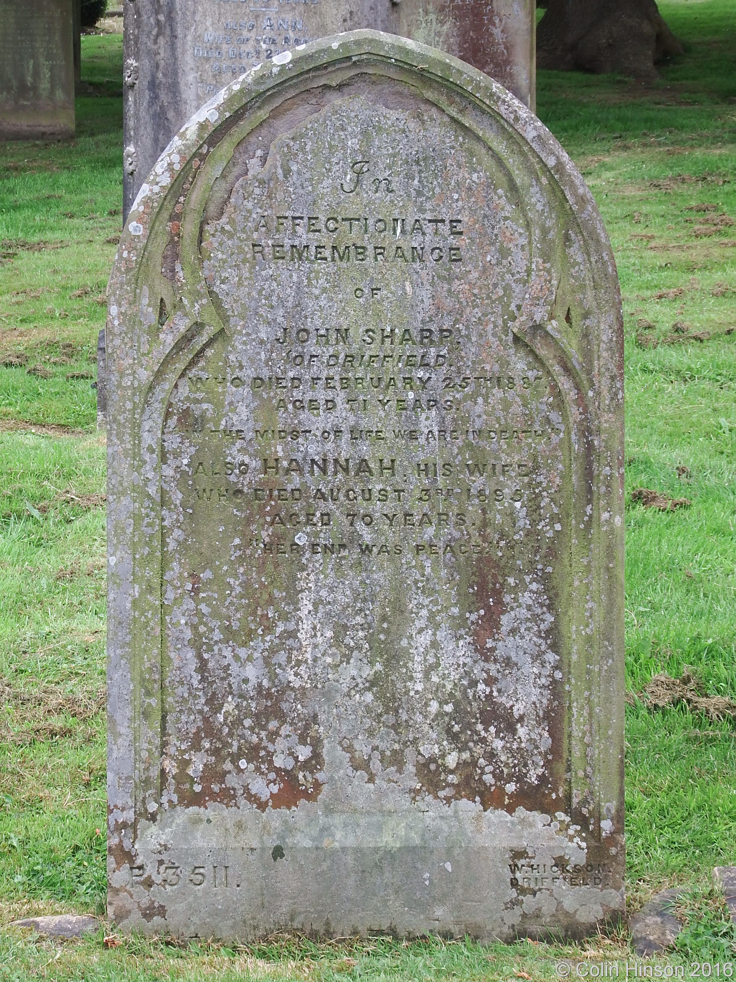 GENUKI: Driffield Cemetery gravestones etc., Yorkshire (East Riding)