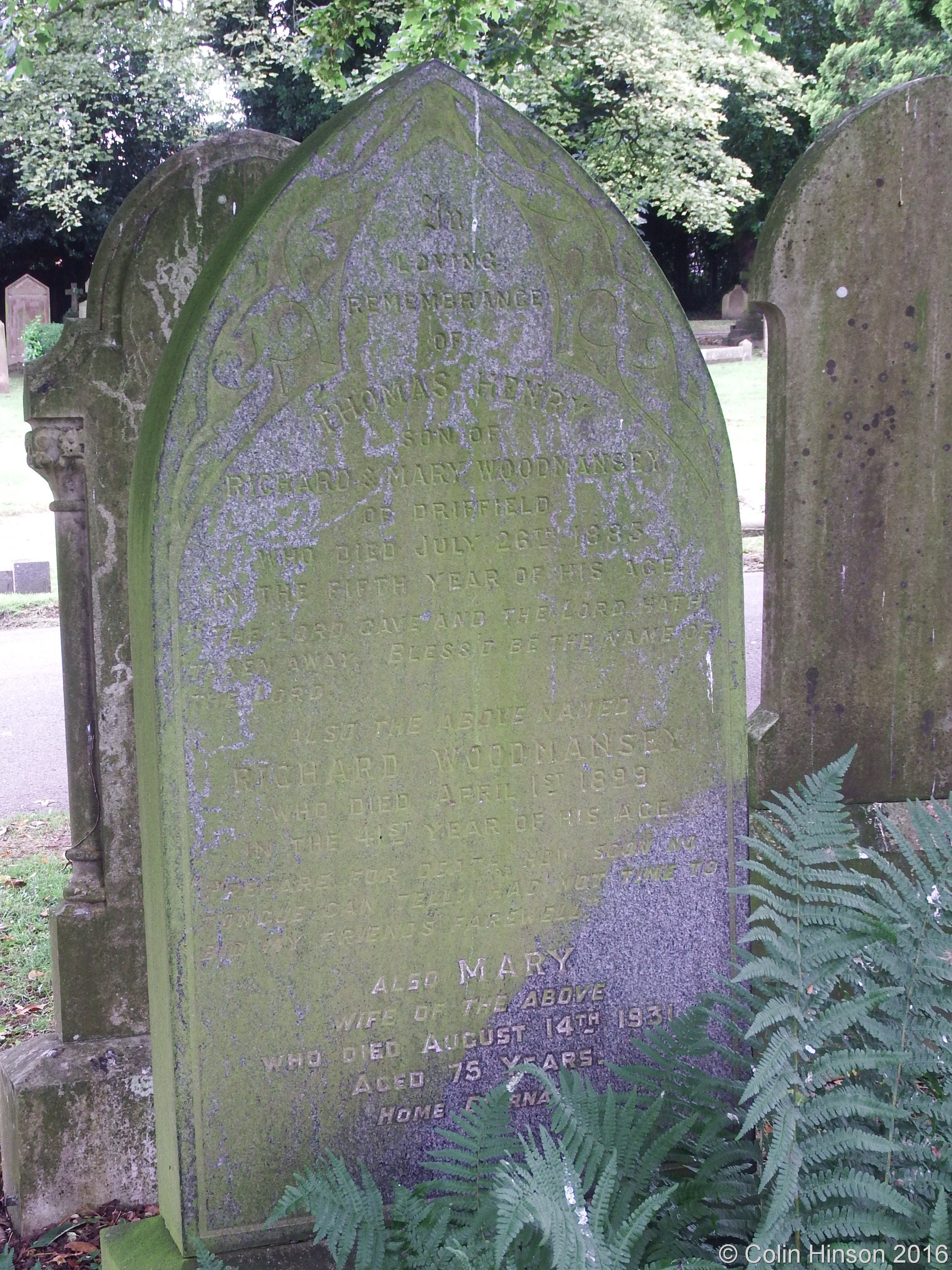 GENUKI: Driffield Cemetery gravestones etc., Yorkshire (East Riding)