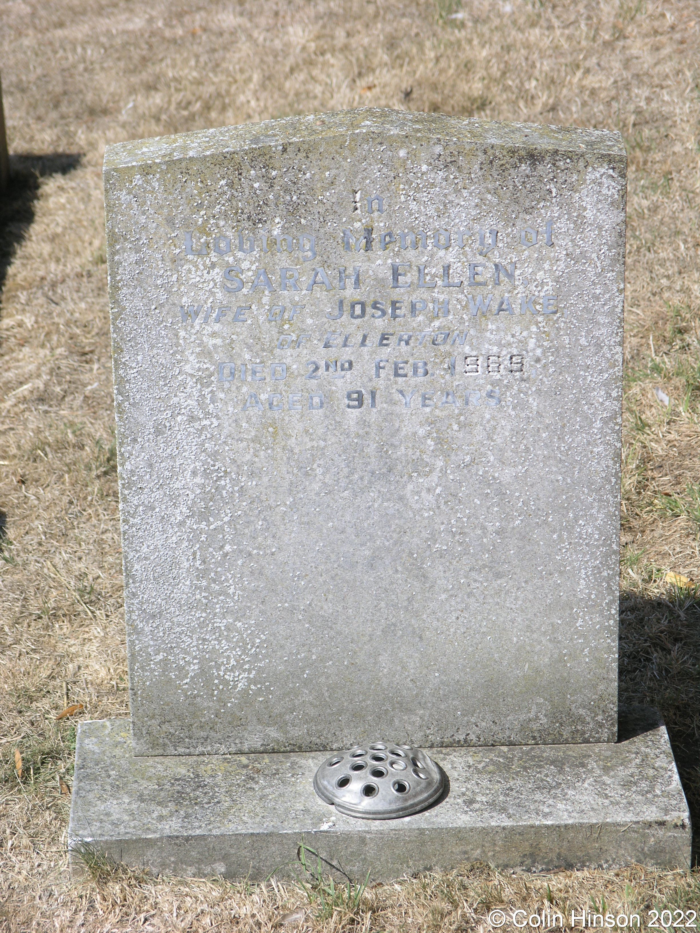 GENUKI: Ellerton Churchyard gravestones etc., Yorkshire (East Riding)