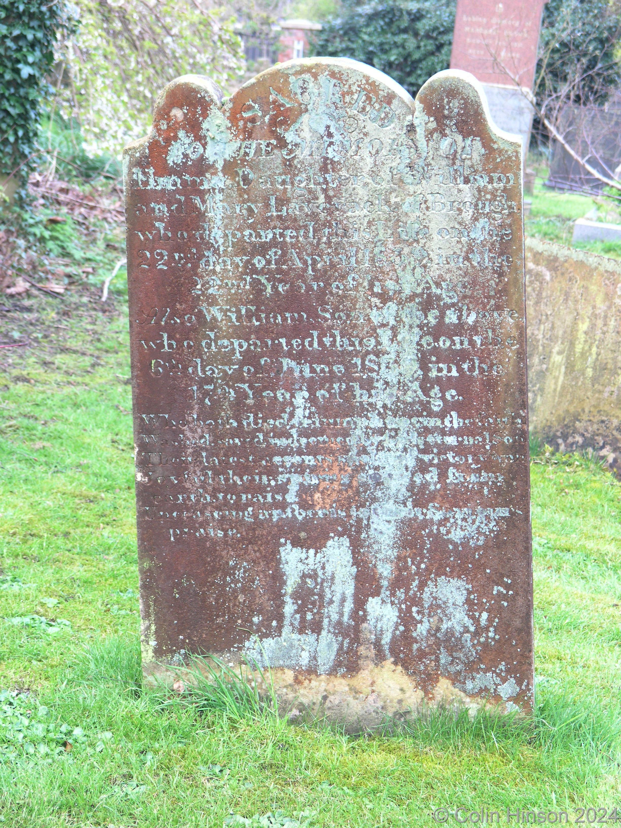 GENUKI: Elloughton Churchyard gravestones etc., Yorkshire (East Riding)