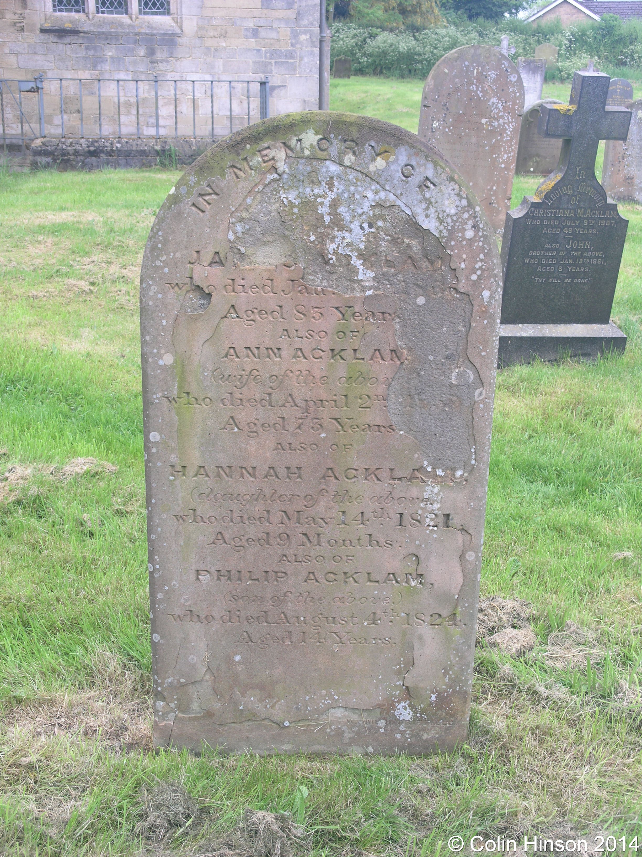 GENUKI: Fridaythorpe Churchyard gravestones etc., Yorkshire (East Riding)