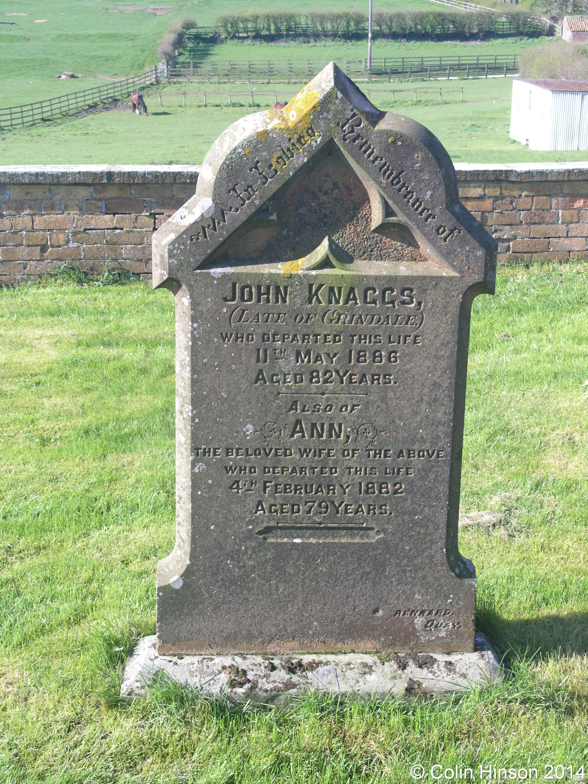 GENUKI: Grindale Churchyard gravestones etc., Yorkshire (East Riding)