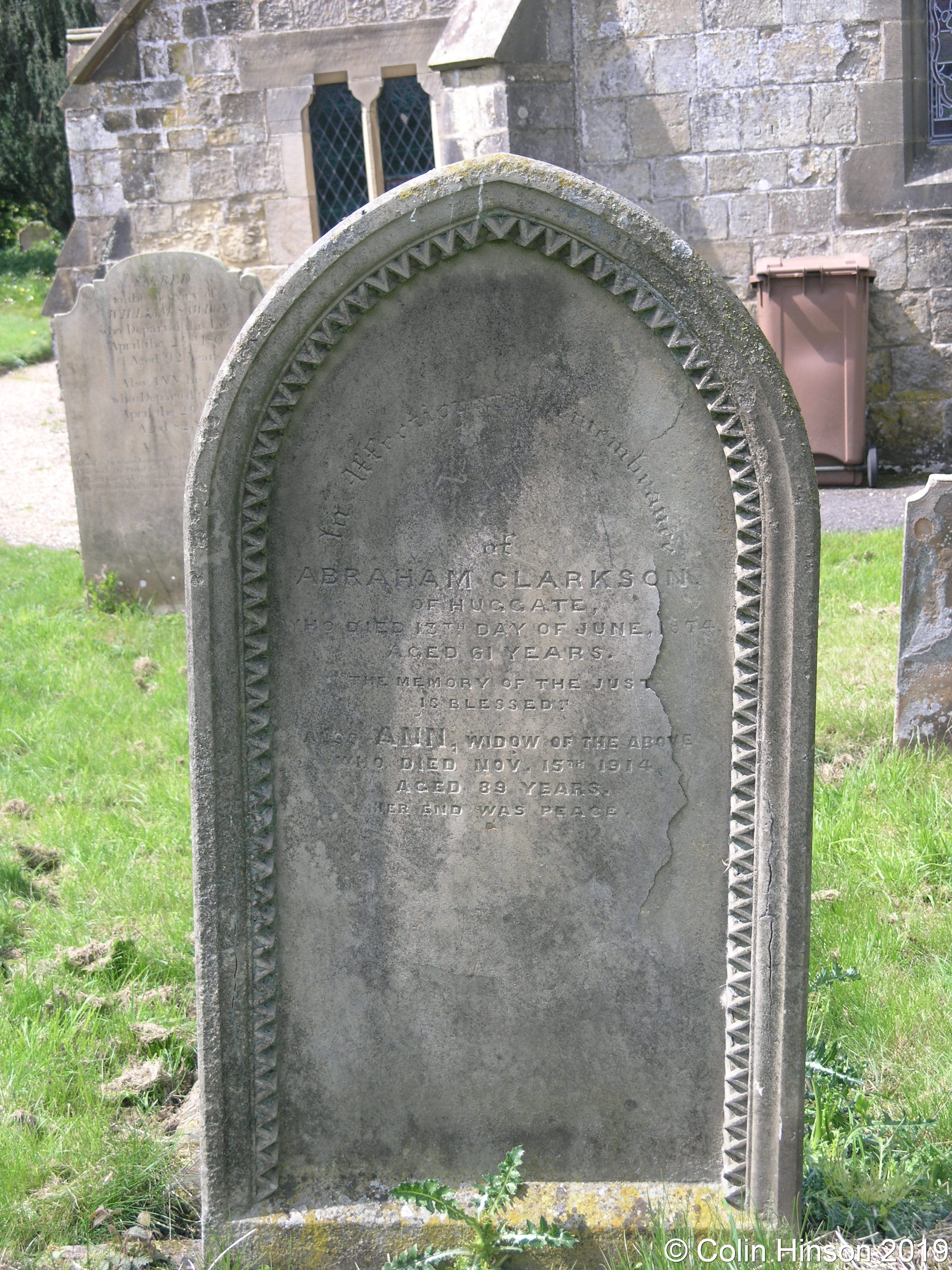 GENUKI: Huggate Churchyard gravestones etc., Yorkshire (East Riding)