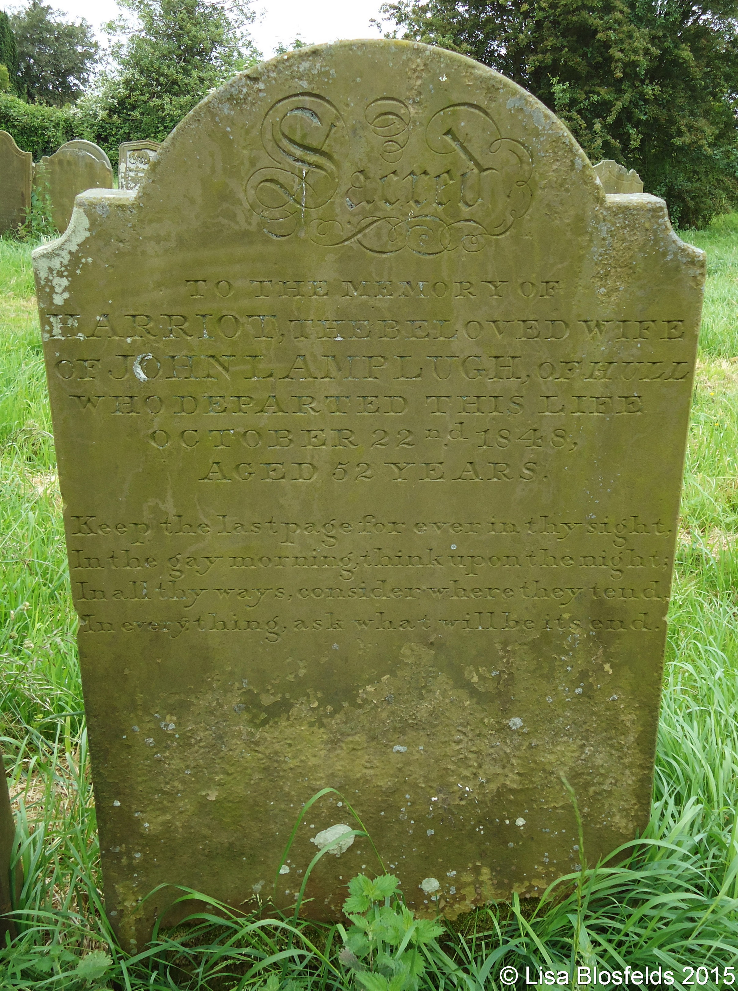 GENUKI: Kilham Churchyard gravestones etc., Yorkshire (East Riding)