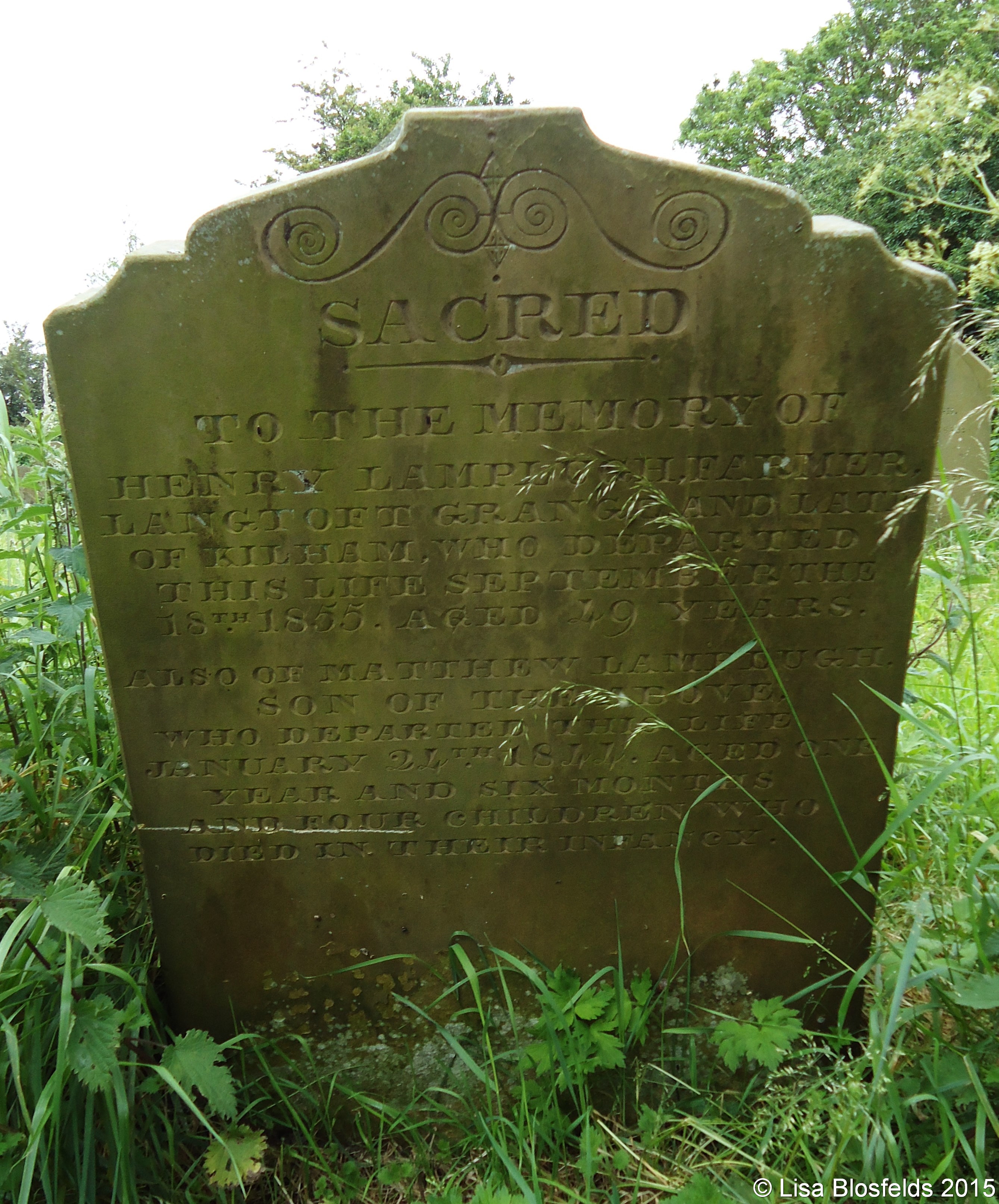 GENUKI: Kilham Churchyard gravestones etc., Yorkshire (East Riding)
