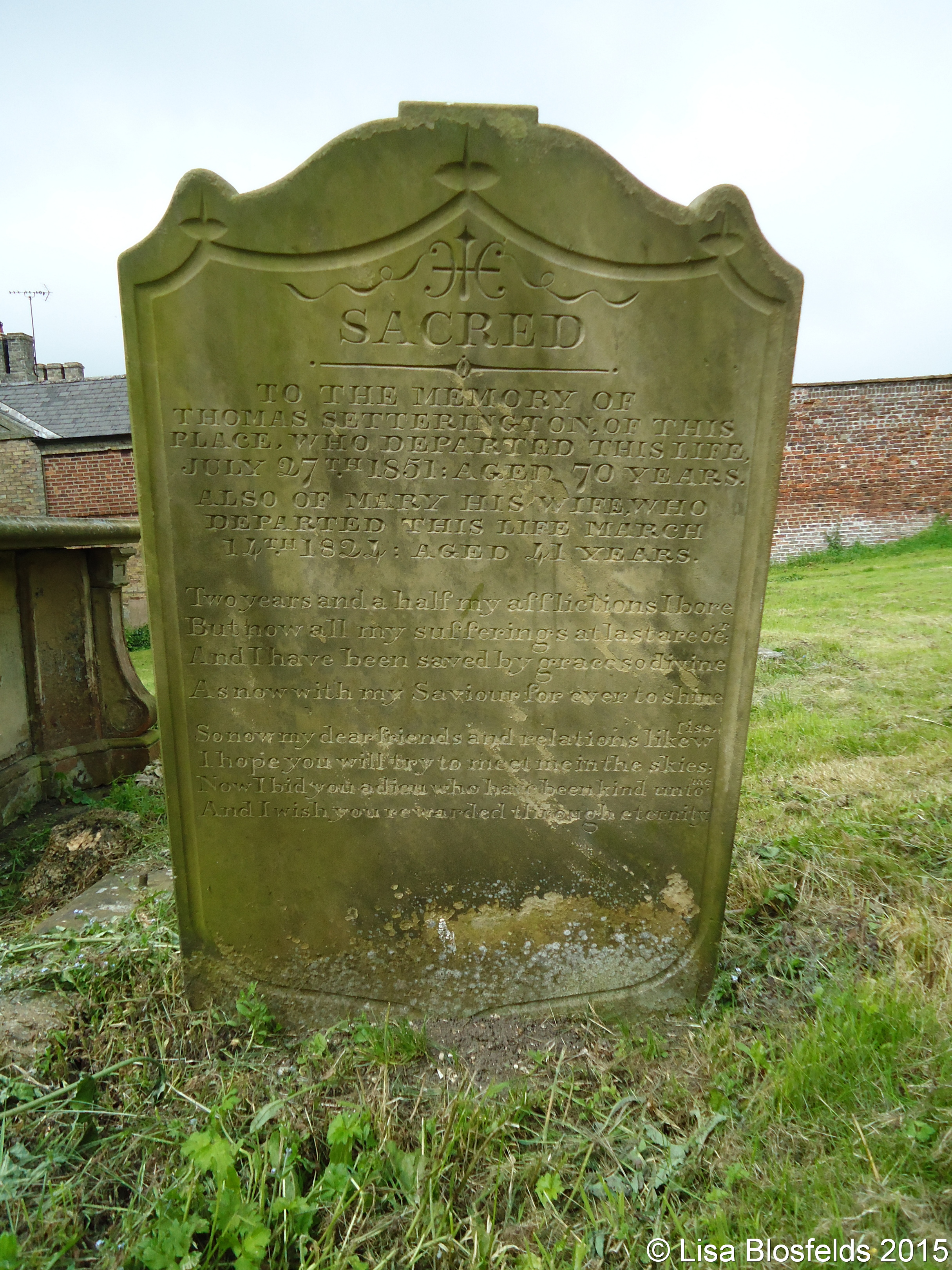 GENUKI: Kilham Churchyard gravestones etc., Yorkshire (East Riding)