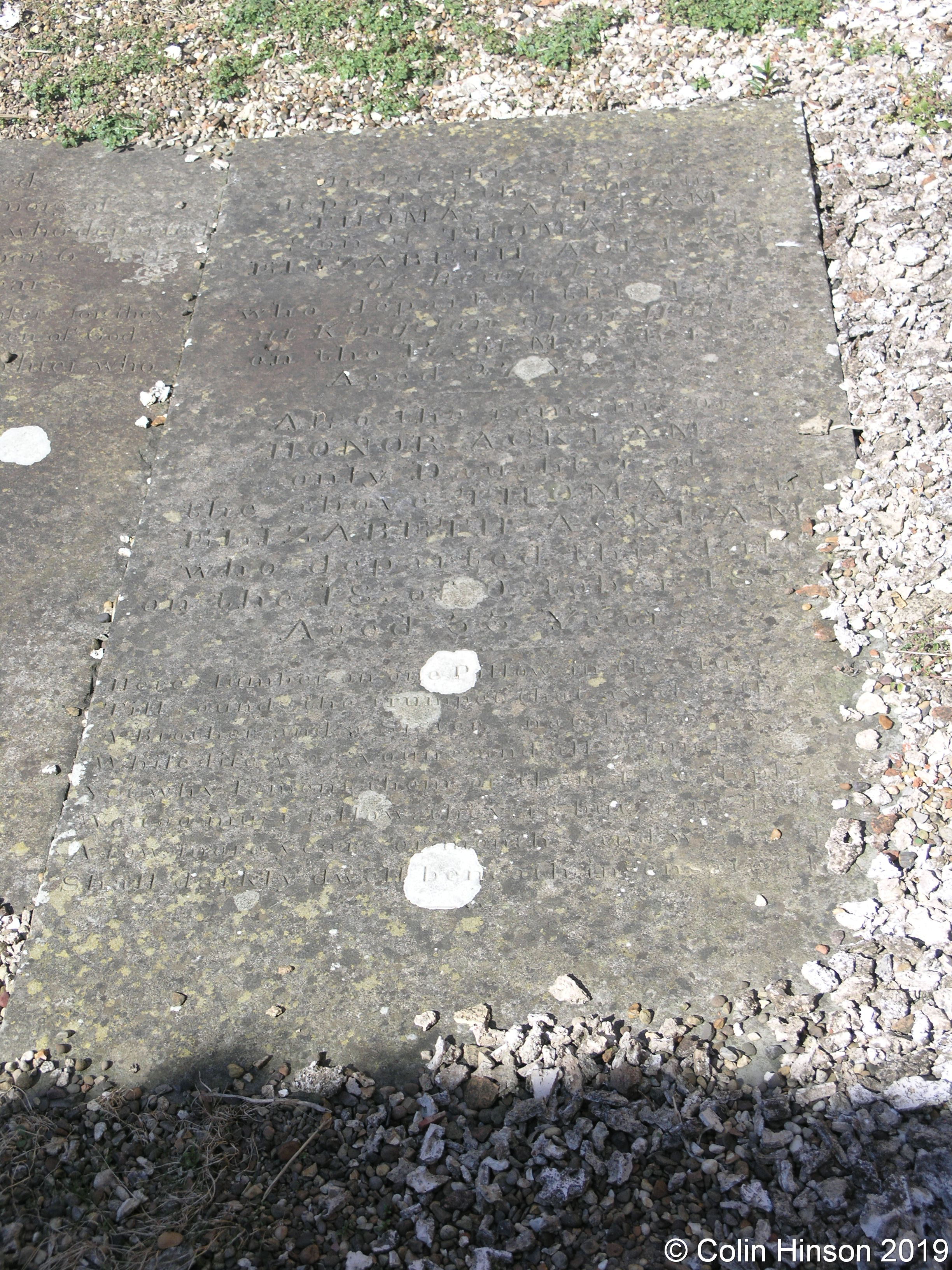 GENUKI: Nunkeeling Churchyard gravestones etc., Yorkshire (East Riding)