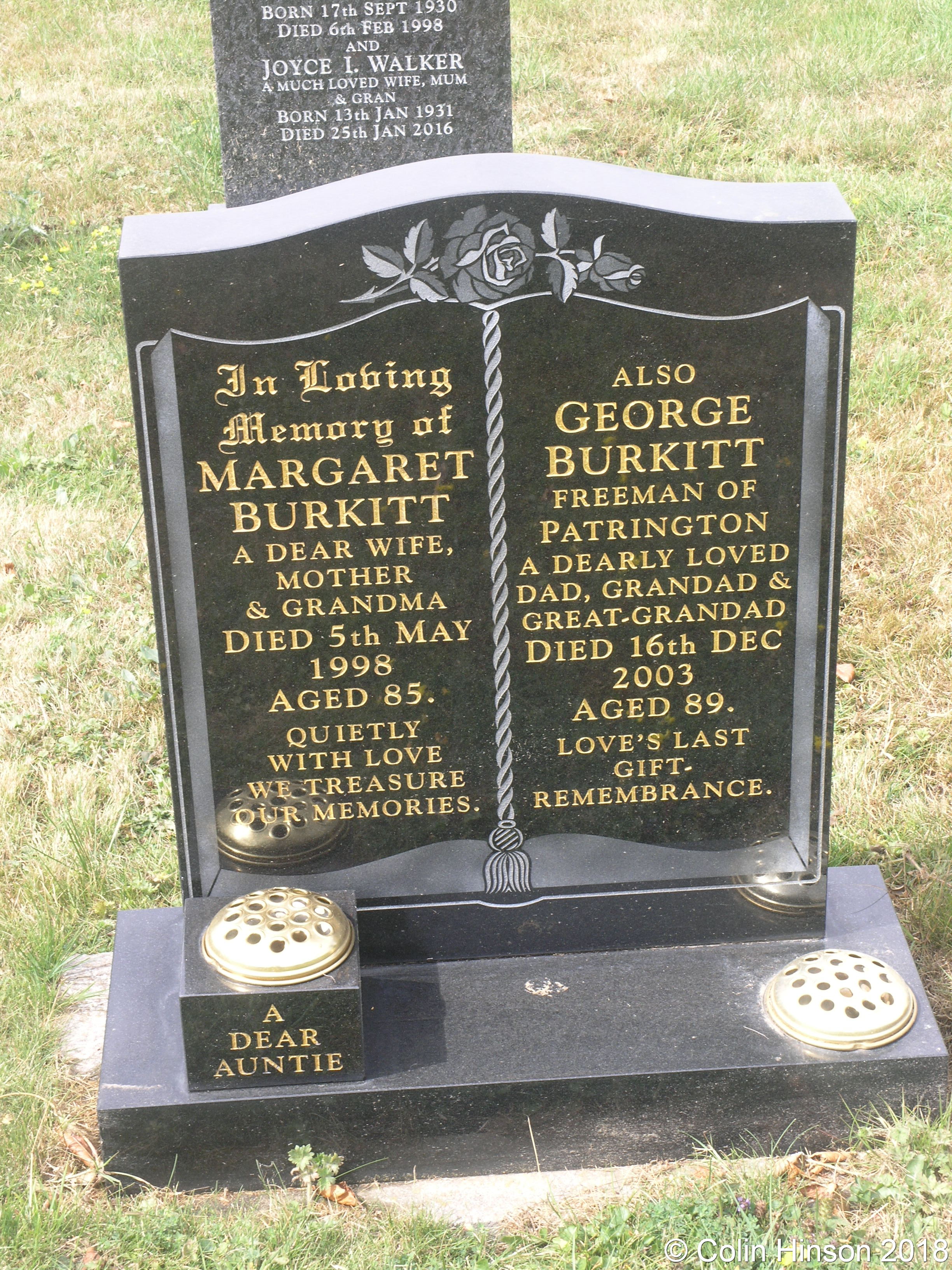 GENUKI: Patrington Cemetery gravestones etc., Yorkshire (East Riding)