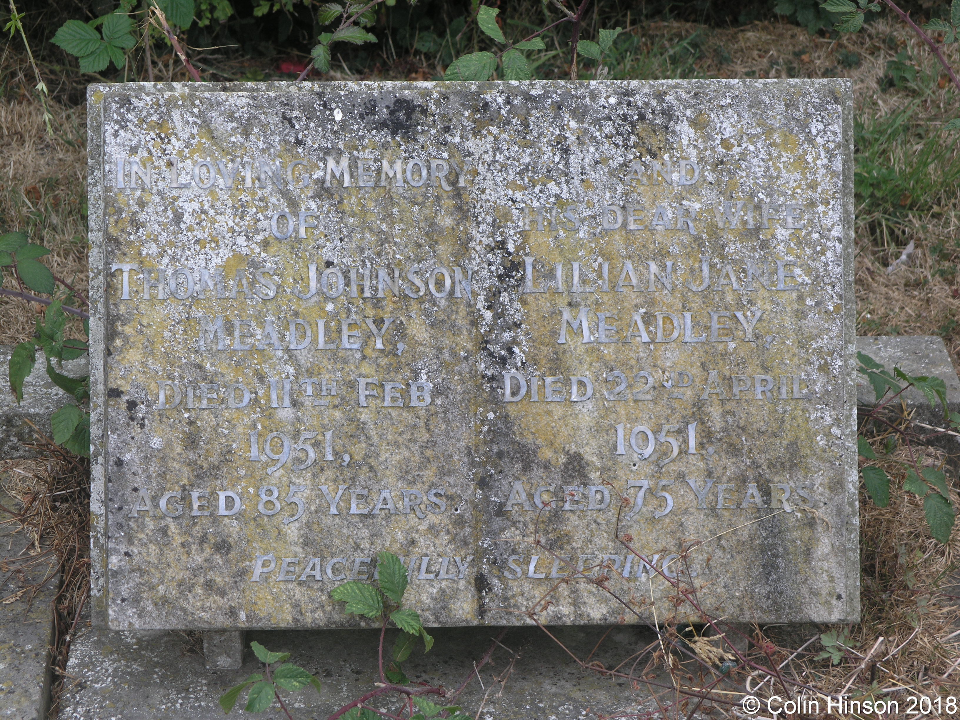 GENUKI: Patrington Cemetery gravestones etc., Yorkshire (East Riding)