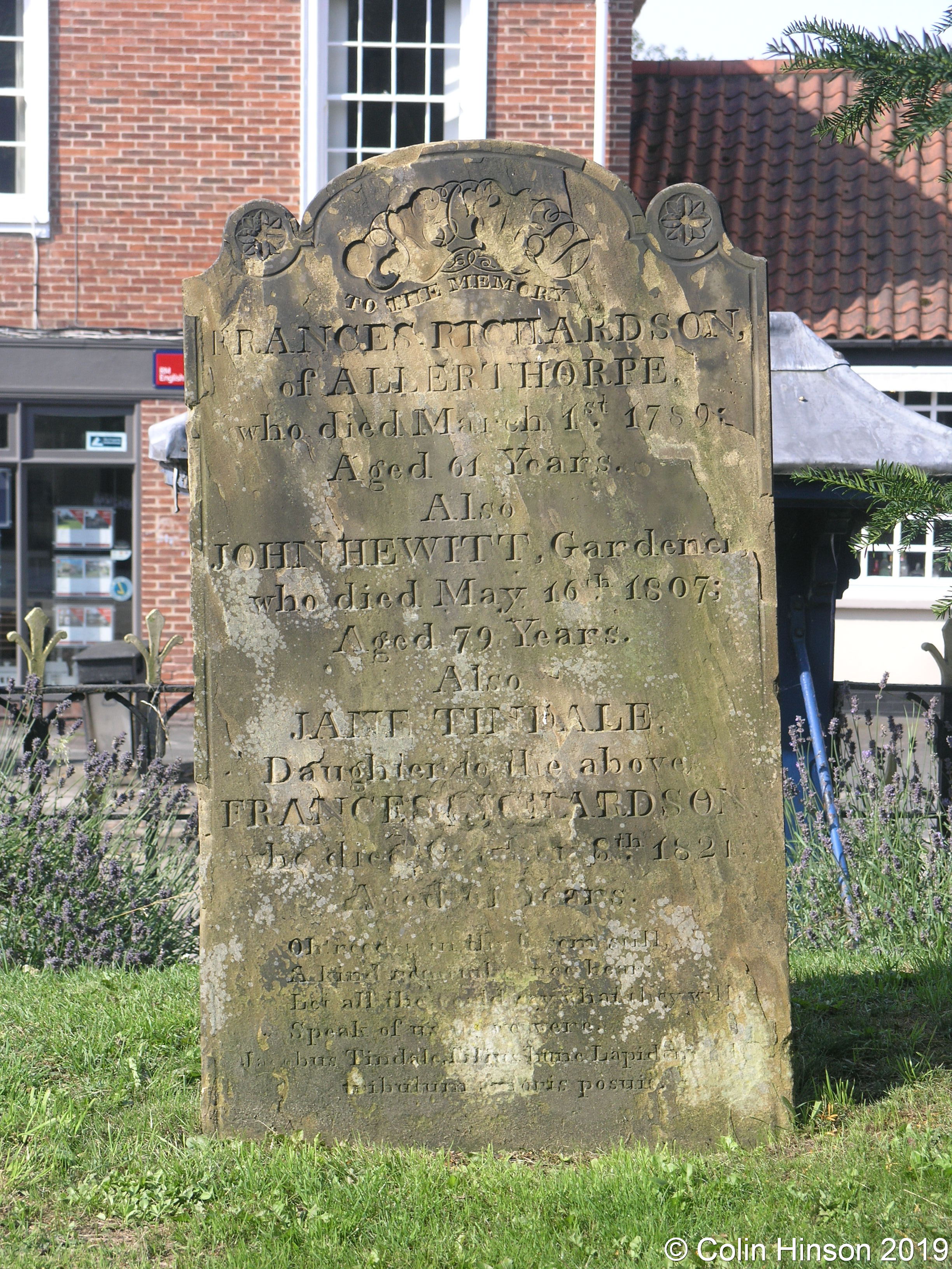 GENUKI: Pocklington Churchyard gravestones etc., Yorkshire (East Riding)