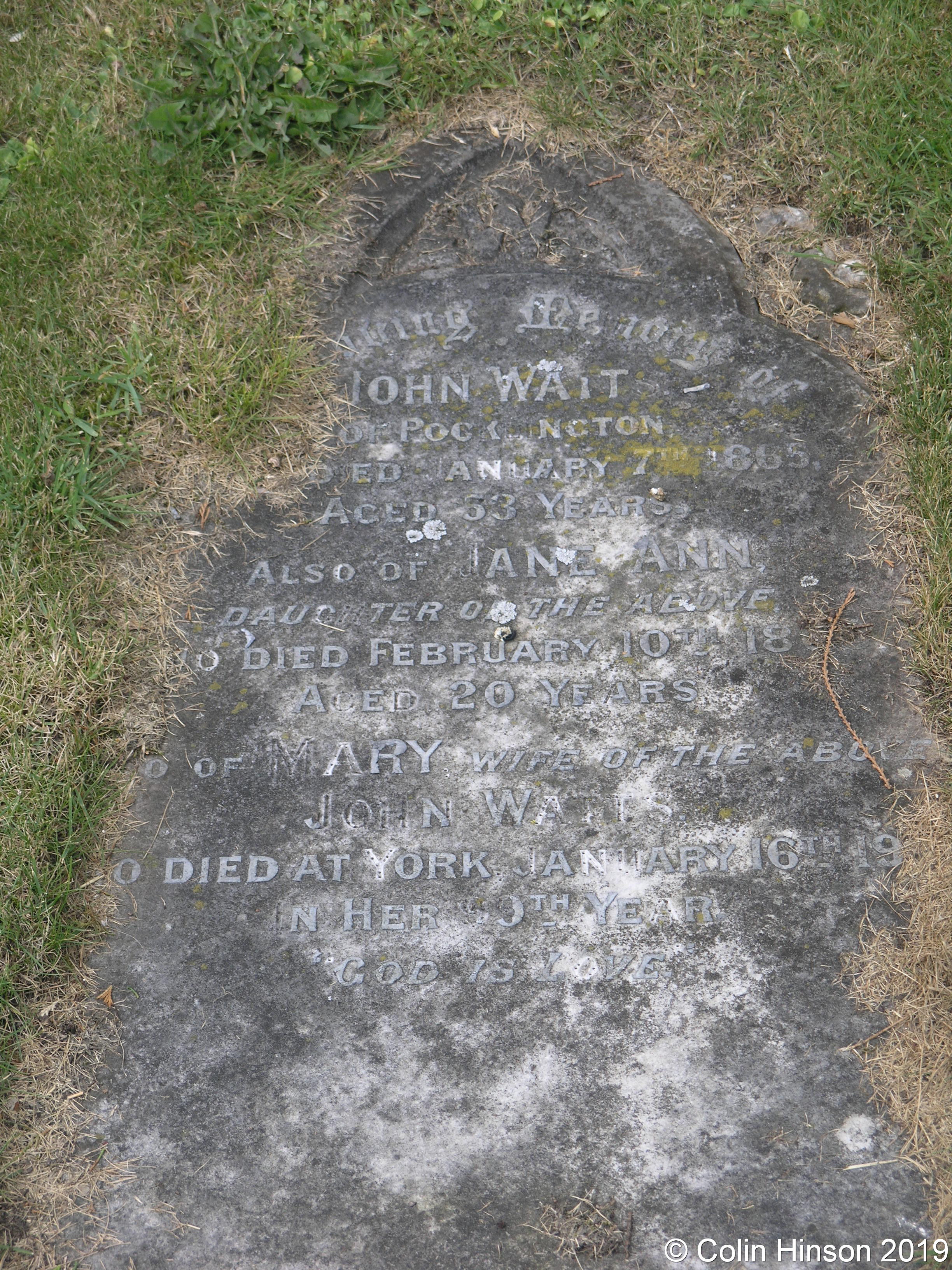 GENUKI: Pocklington Cemetery gravestones etc., Yorkshire (East Riding)