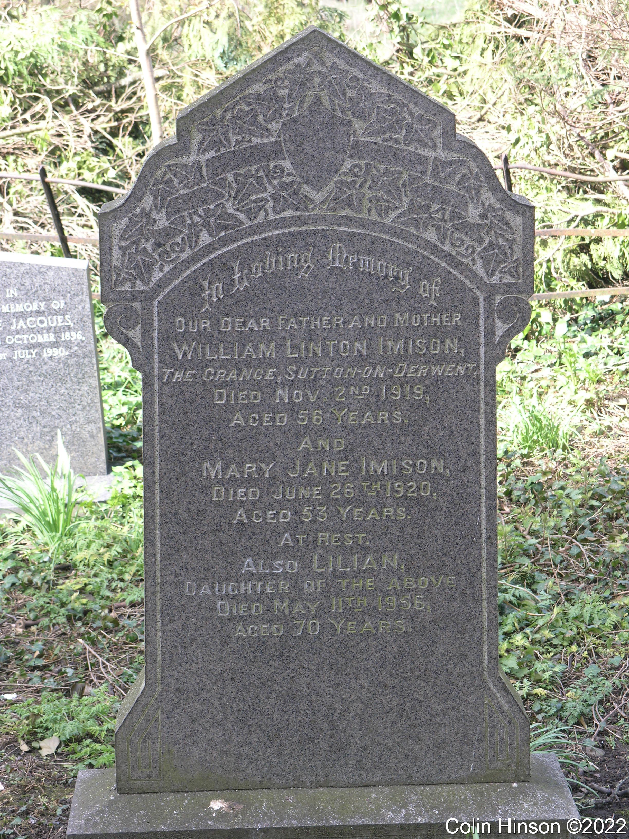 GENUKI: Sutton upon Derwent Graveyard gravestones etc., Yorkshire (East ...