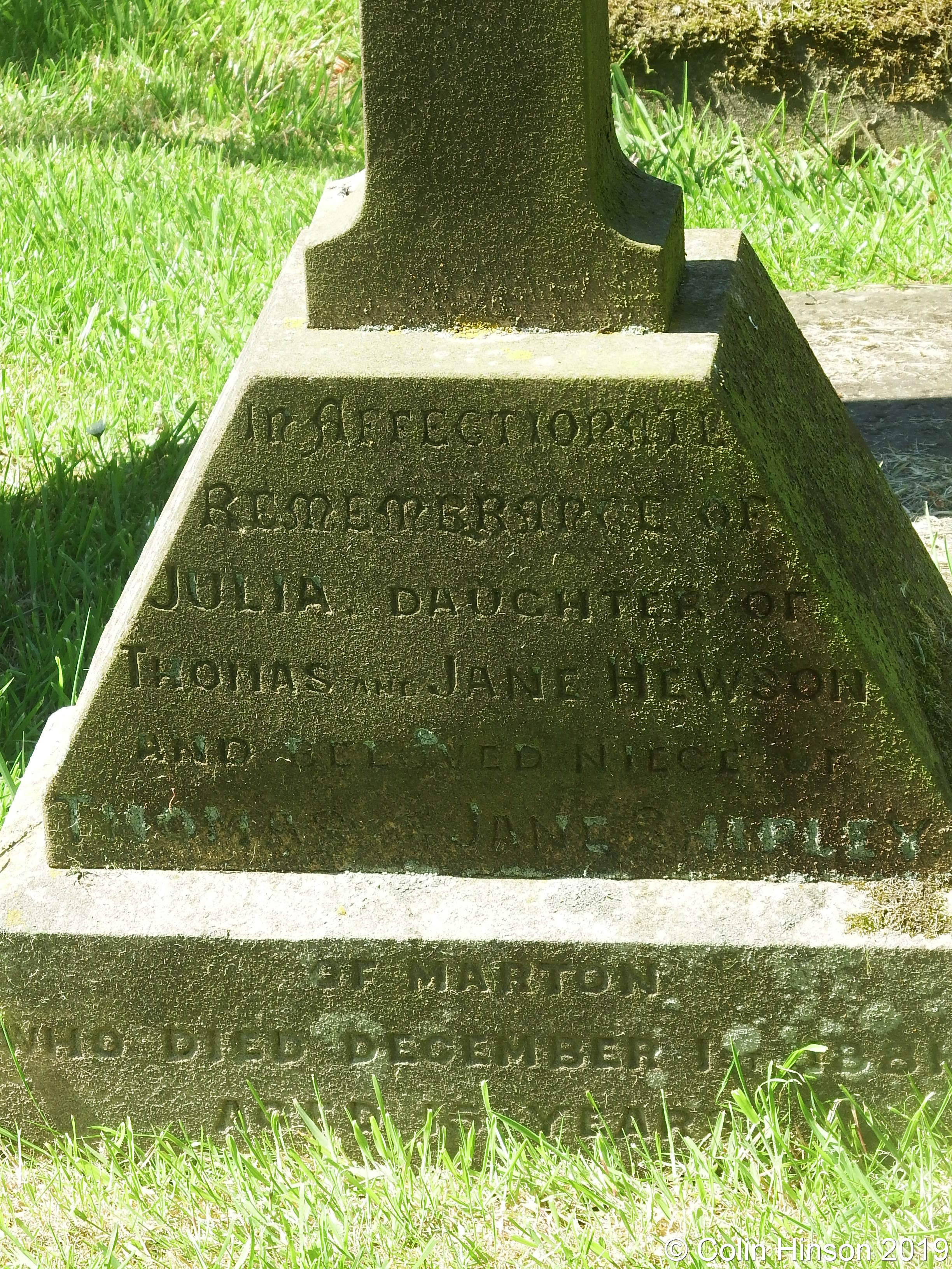 GENUKI: Swine Churchyard gravestones etc., Yorkshire (East Riding)
