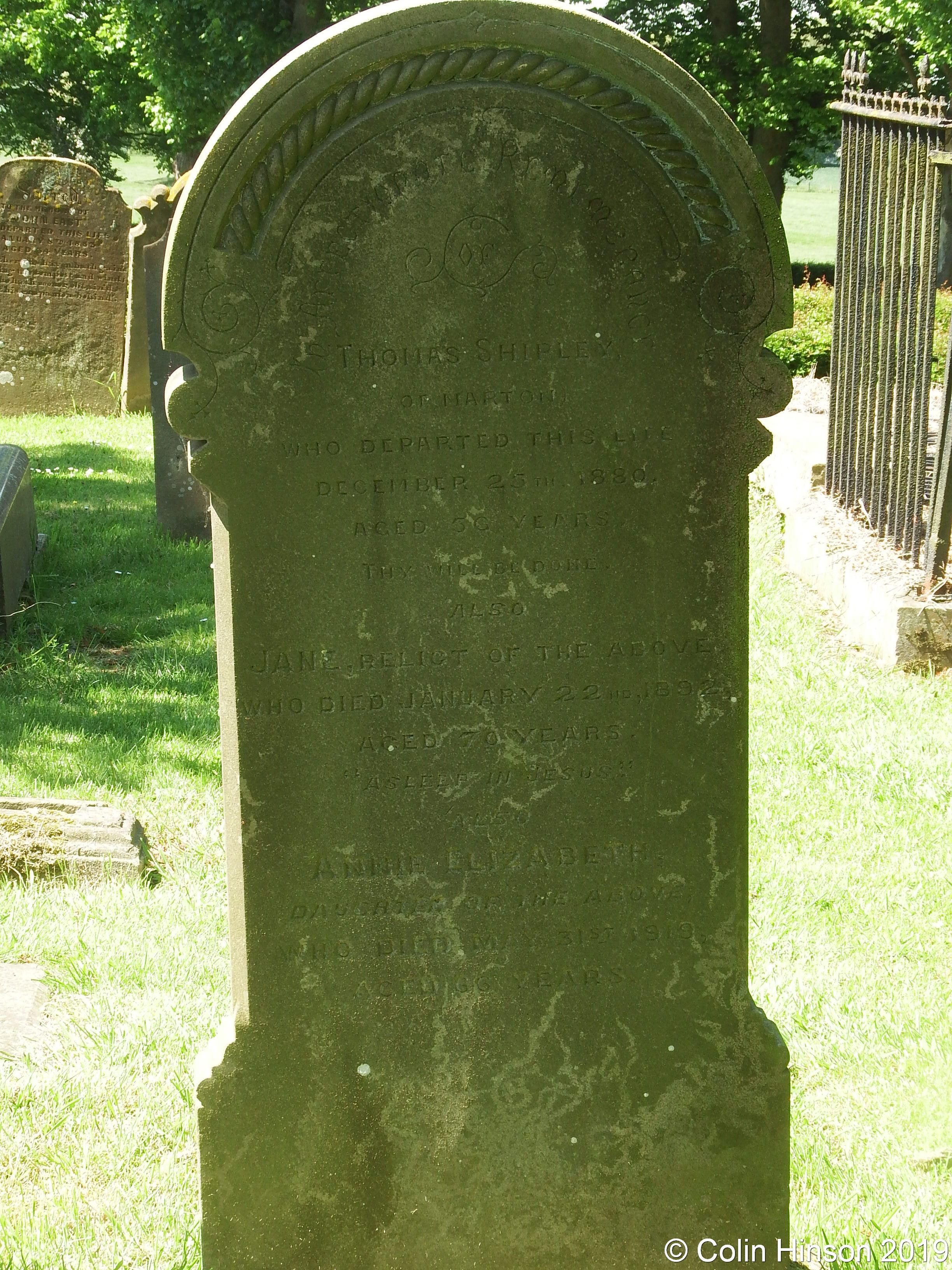 GENUKI: Swine Churchyard gravestones etc., Yorkshire (East Riding)