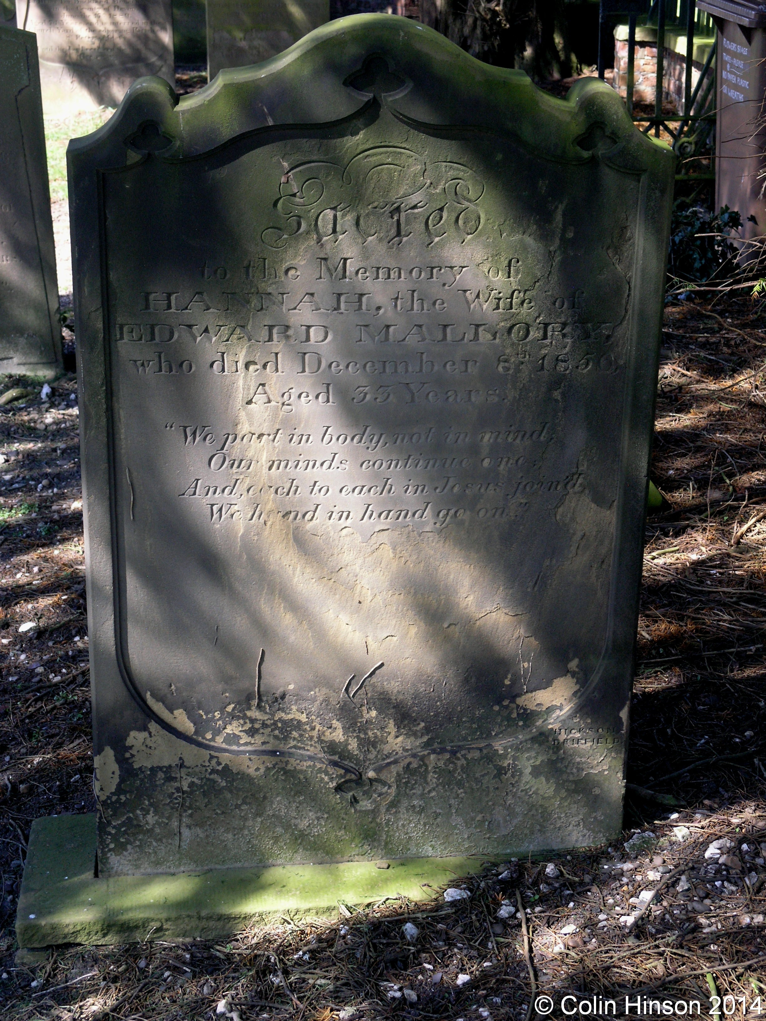 GENUKI: Thwing Churchyard gravestones etc., Yorkshire (East Riding)