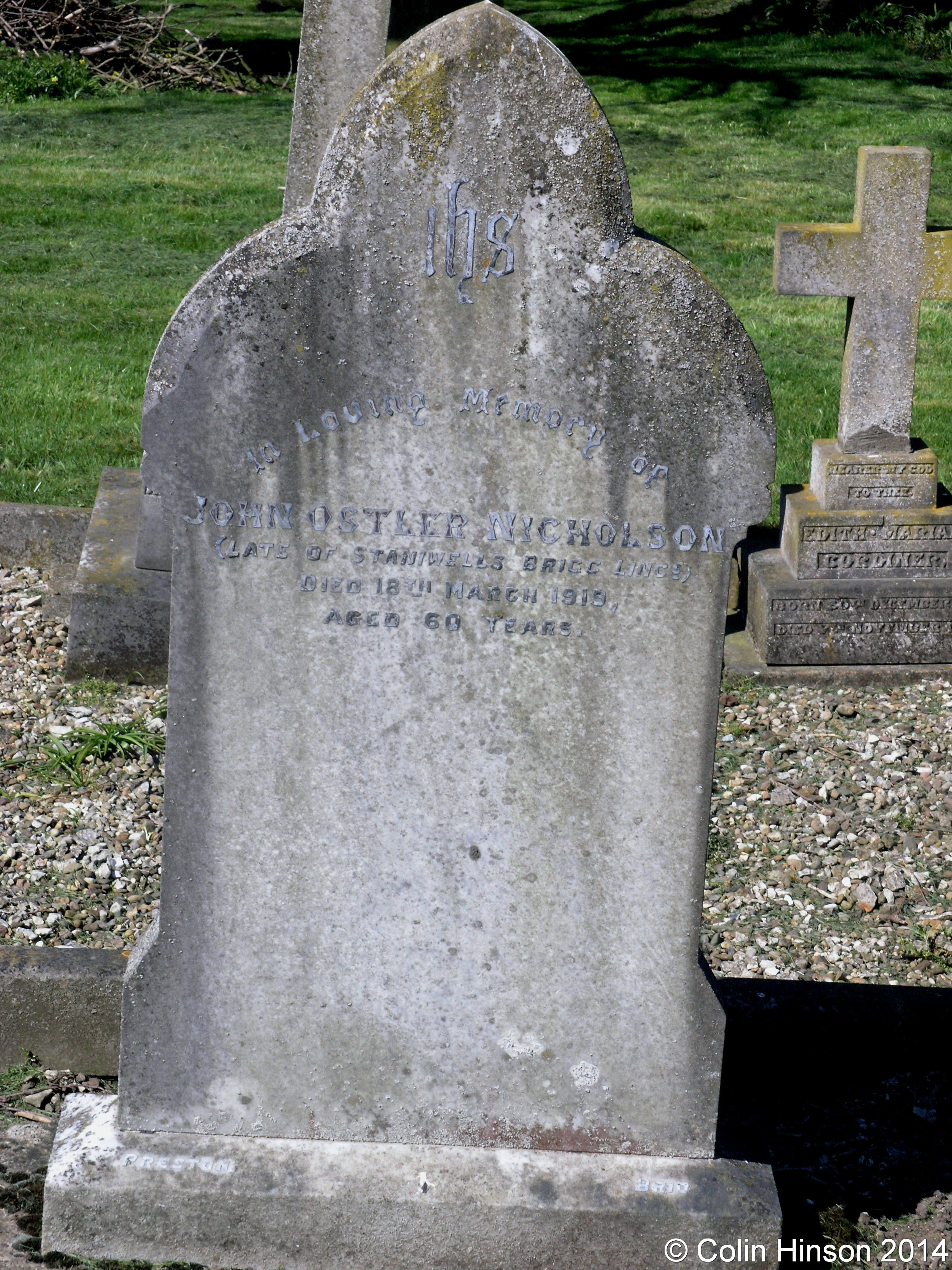 GENUKI: Thwing Churchyard gravestones etc., Yorkshire (East Riding)