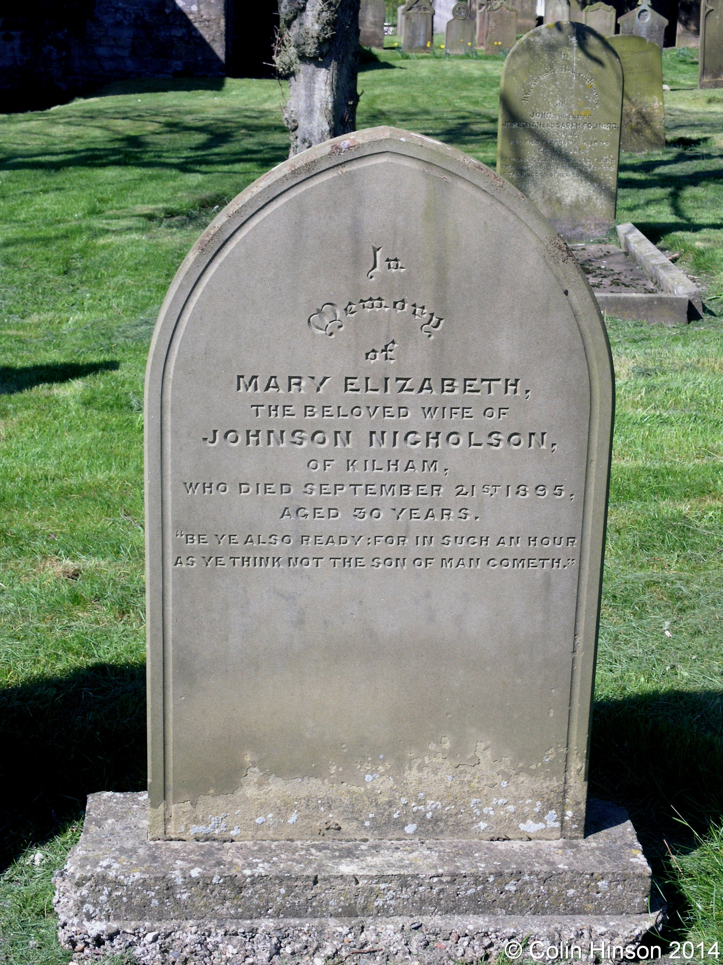 GENUKI: Thwing Churchyard gravestones etc., Yorkshire (East Riding)