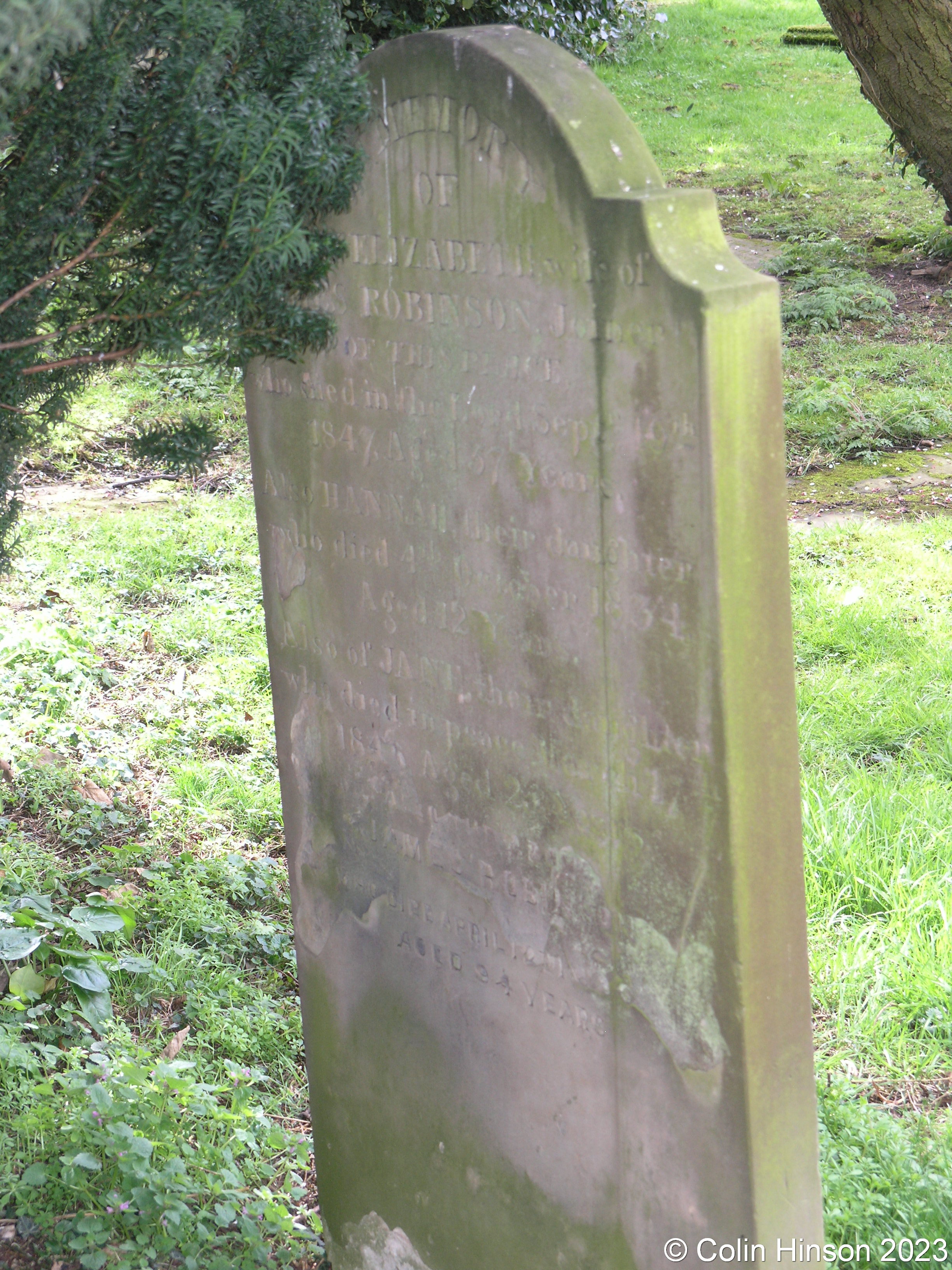 GENUKI: Walkington Churchyard gravestones etc., Yorkshire (East Riding)