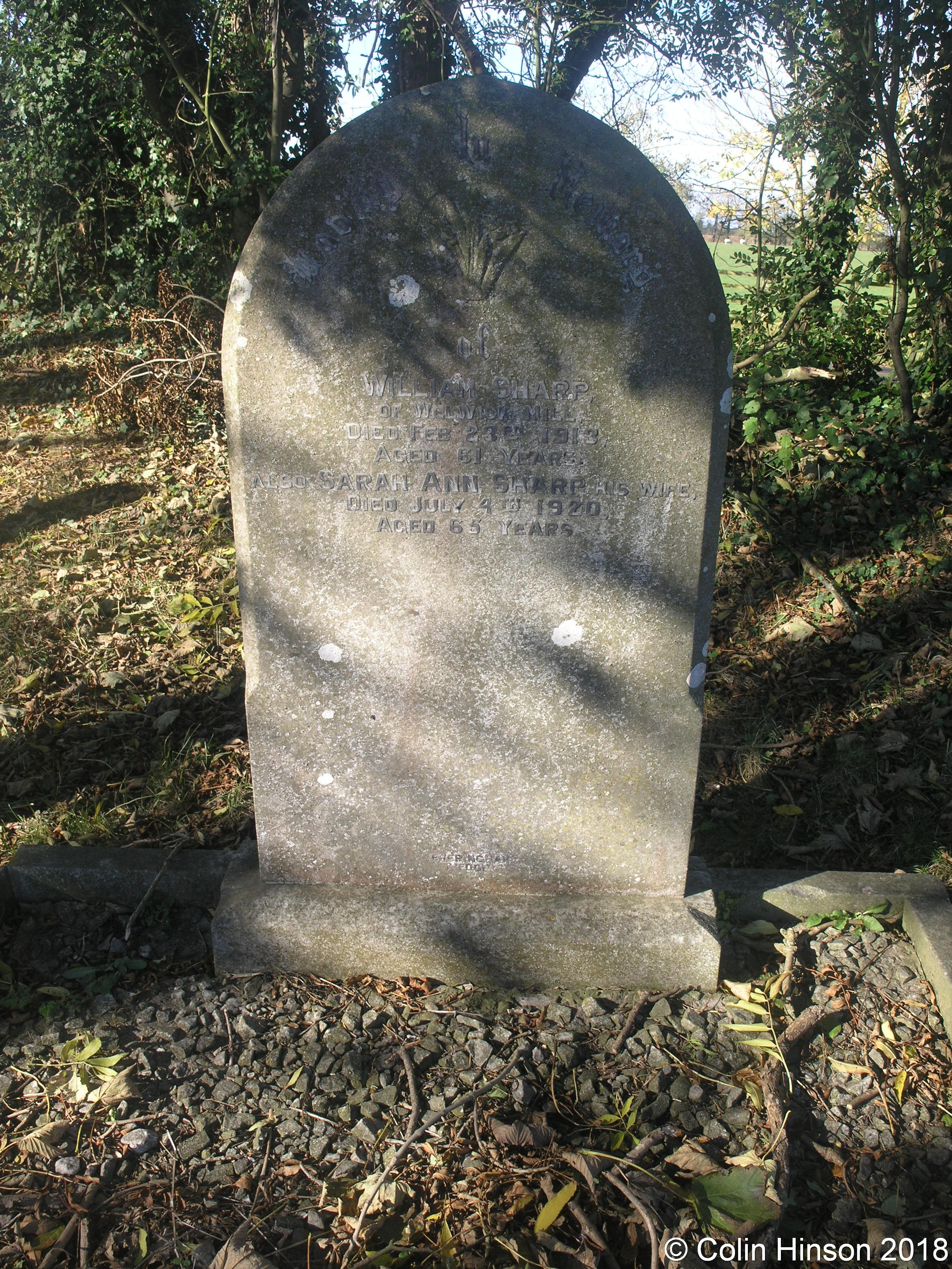 GENUKI: Welwick Churchyard gravestones etc., Yorkshire (East Riding)