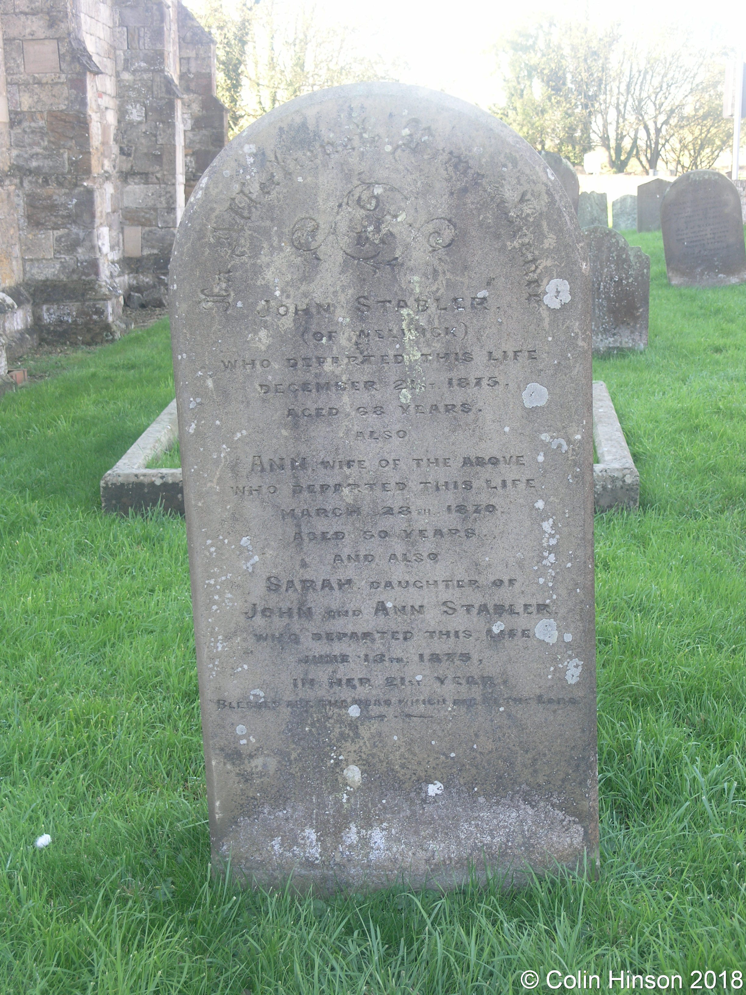 GENUKI: Welwick Churchyard gravestones etc., Yorkshire (East Riding)