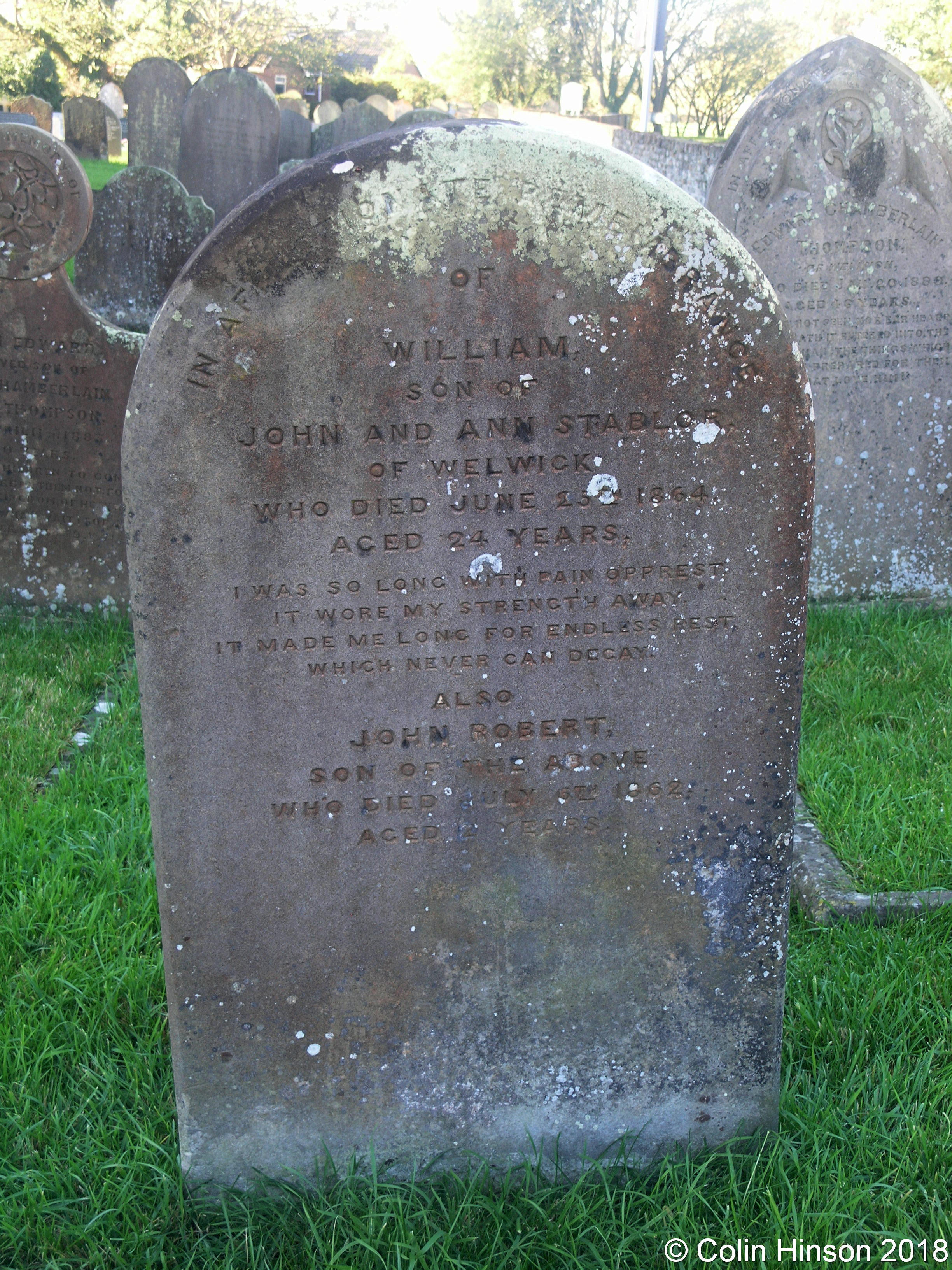 GENUKI: Welwick Churchyard gravestones etc., Yorkshire (East Riding)