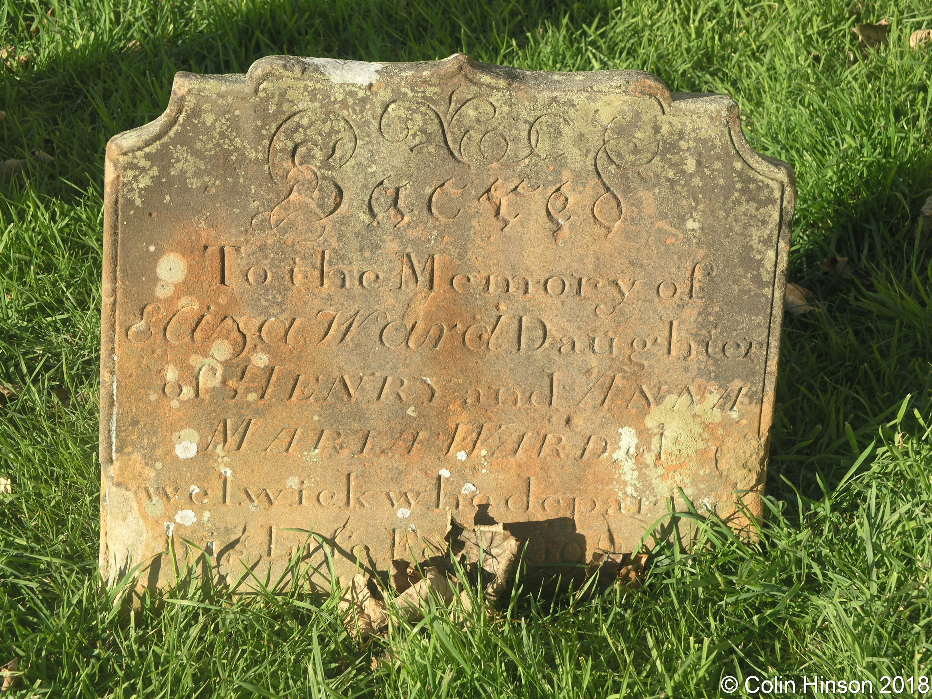 GENUKI: Welwick Churchyard gravestones etc., Yorkshire (East Riding)