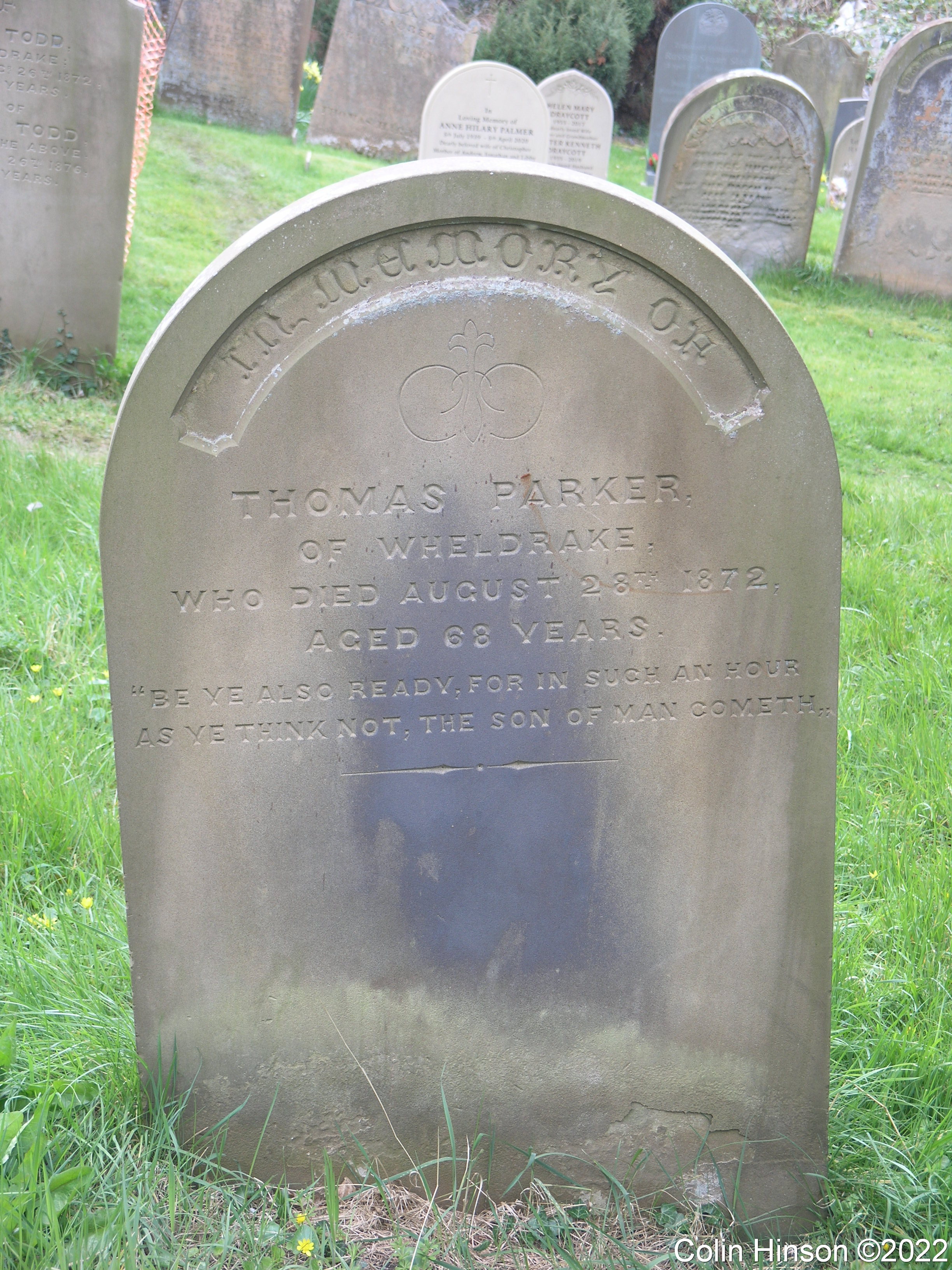 GENUKI: Wheldrake Churchyard gravestones etc., Yorkshire (East Riding)