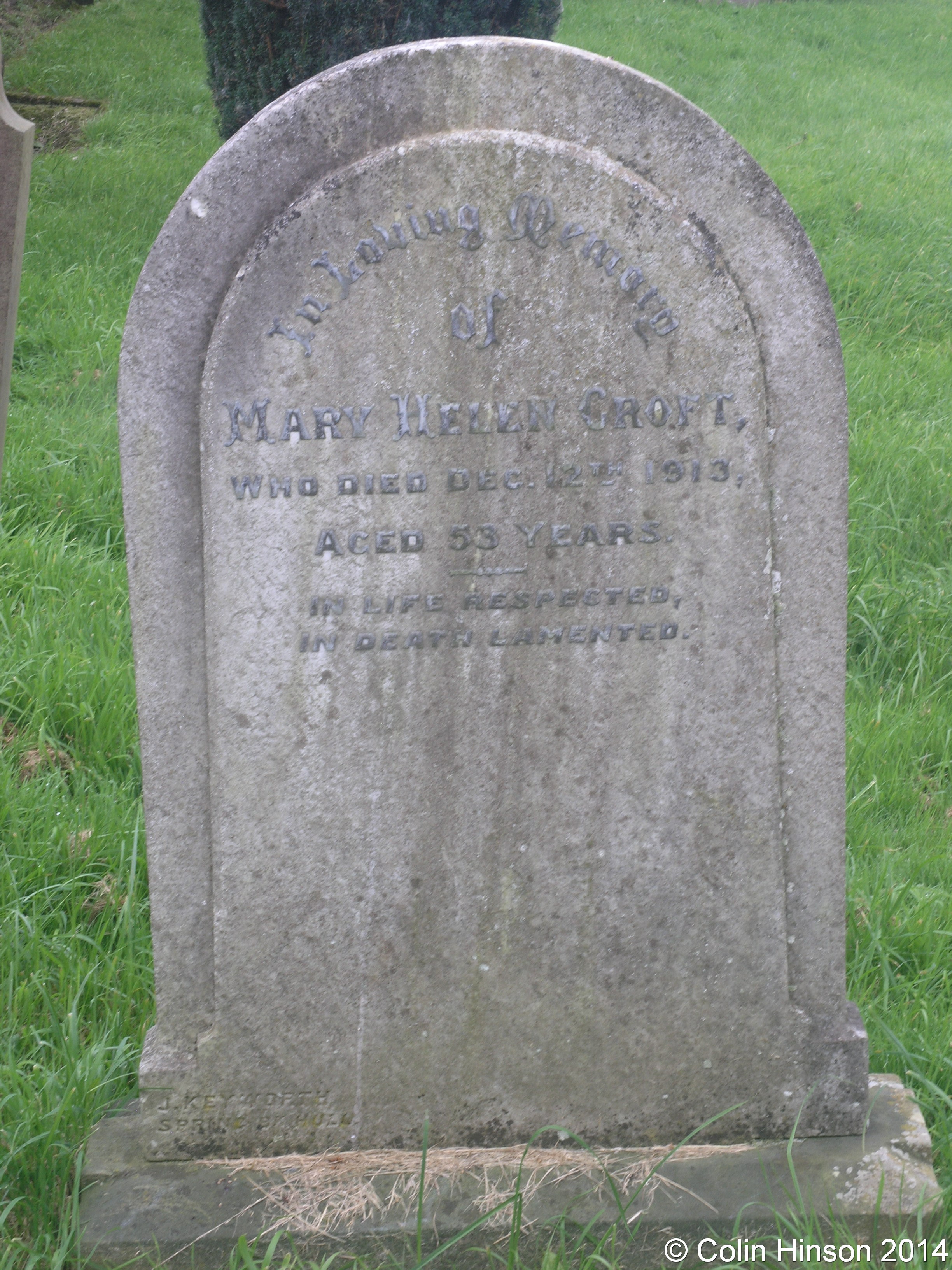 GENUKI: Withernwick Churchyard gravestones etc., Yorkshire (East Riding)