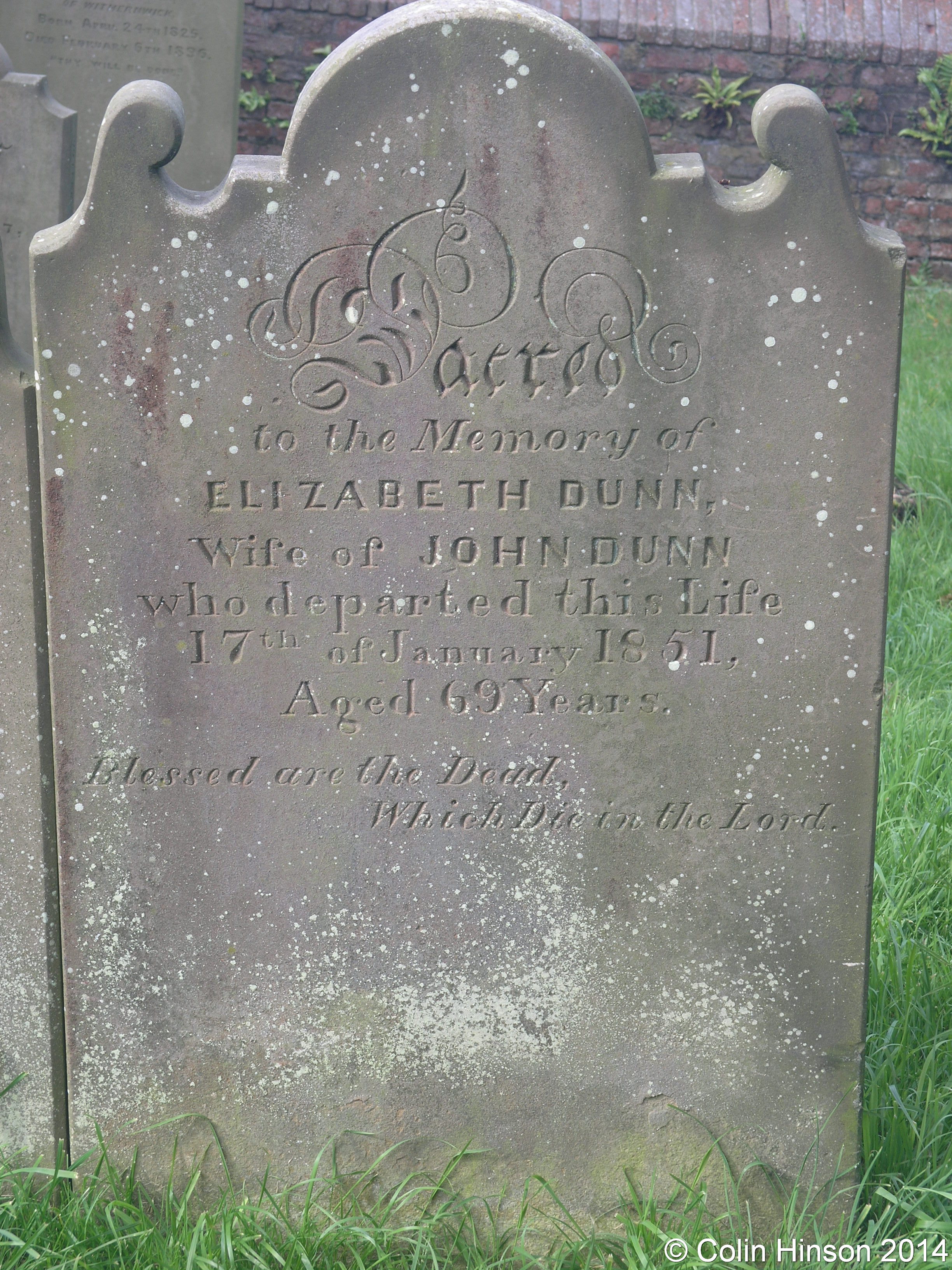 GENUKI: Withernwick Churchyard gravestones etc., Yorkshire (East Riding)