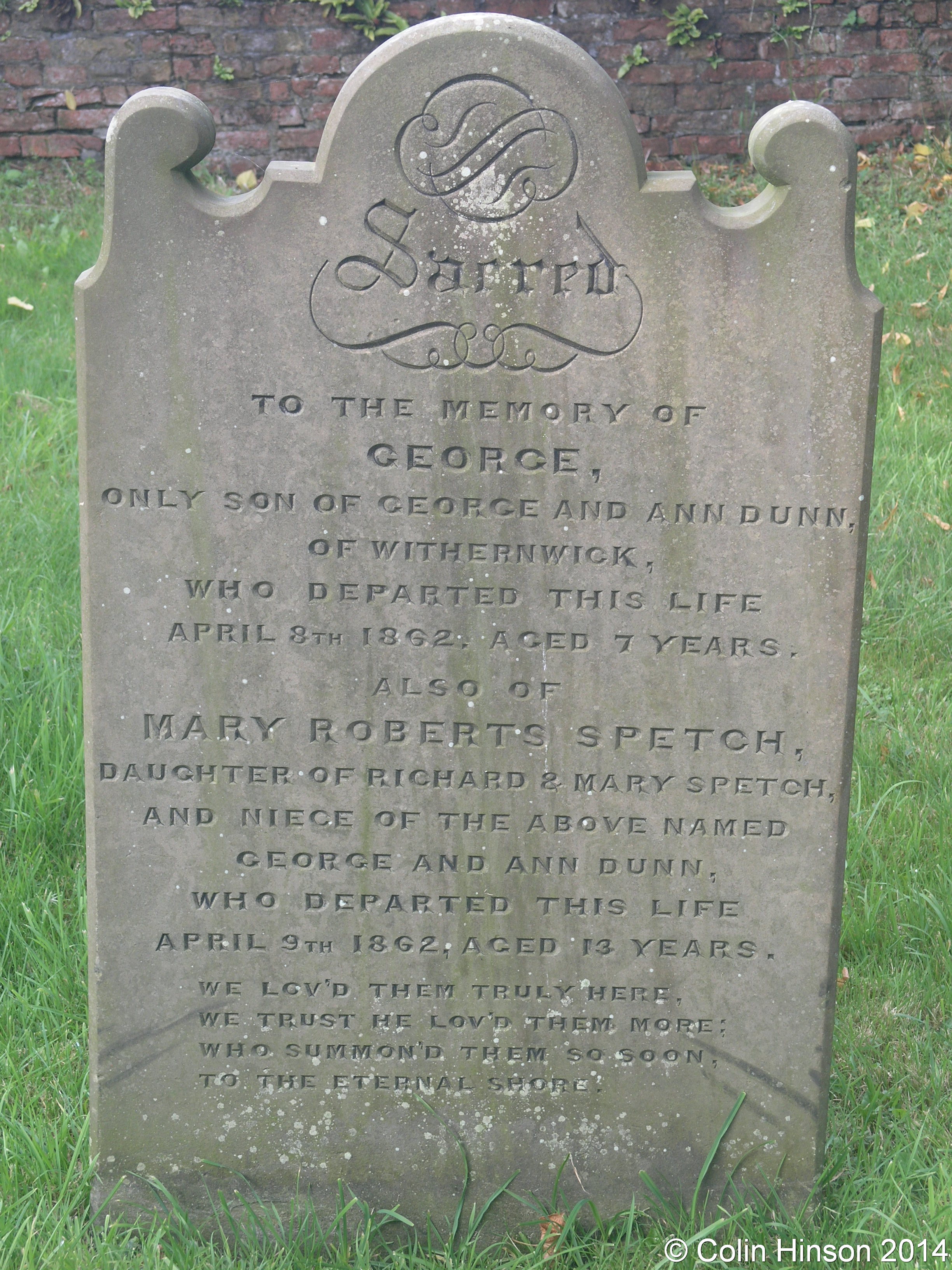 GENUKI: Withernwick Churchyard gravestones etc., Yorkshire (East Riding)