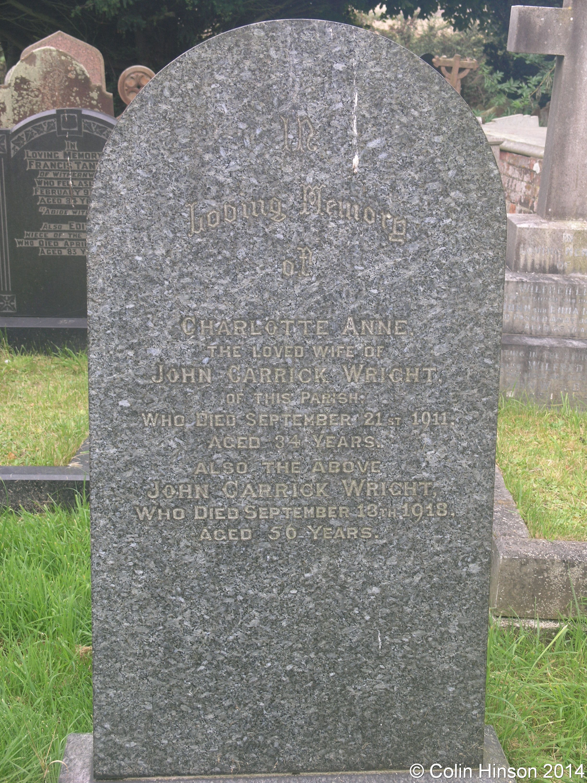 GENUKI: Withernwick Churchyard gravestones etc., Yorkshire (East Riding)