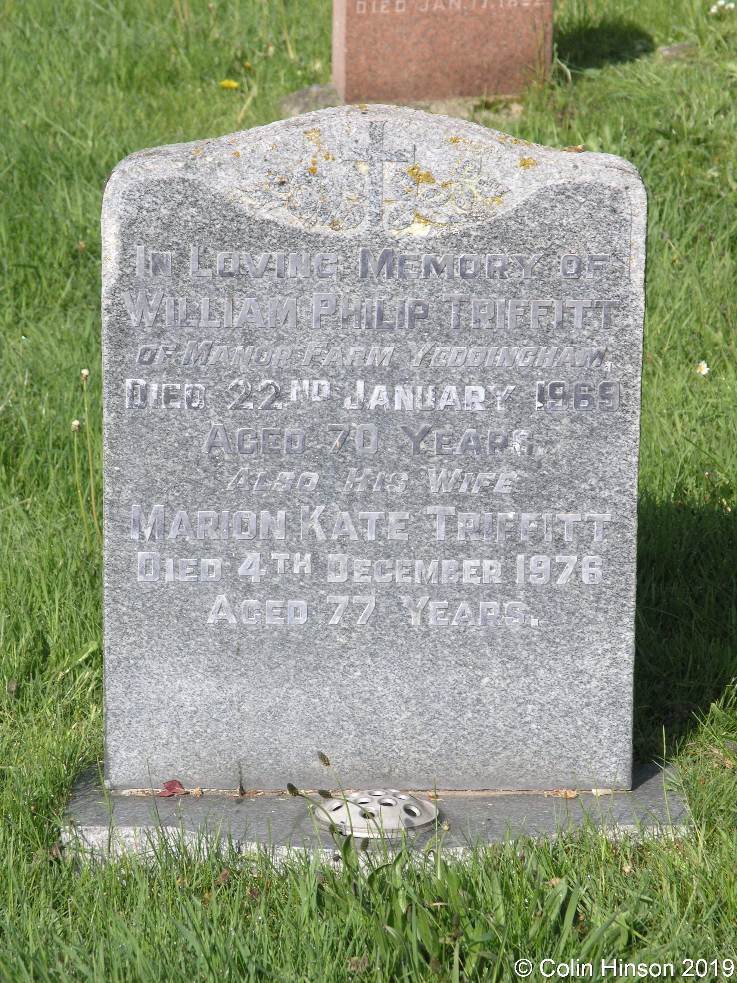 GENUKI: Yedingham Churchyard gravestones etc., Yorkshire (East Riding)